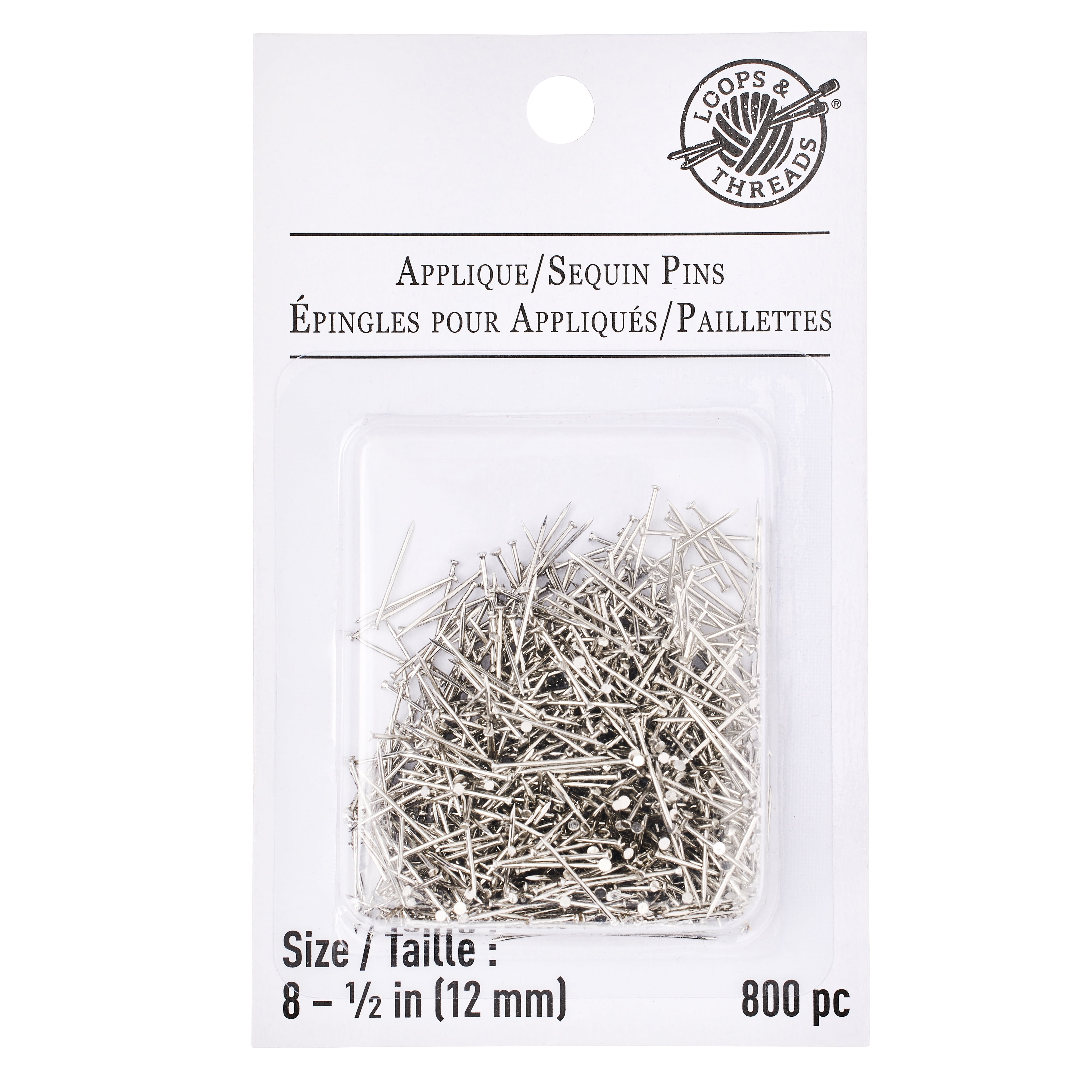 Loops & Threads 1/2" Nickel Applique/Sequin Pins, 12 Packs: 800 ct ...