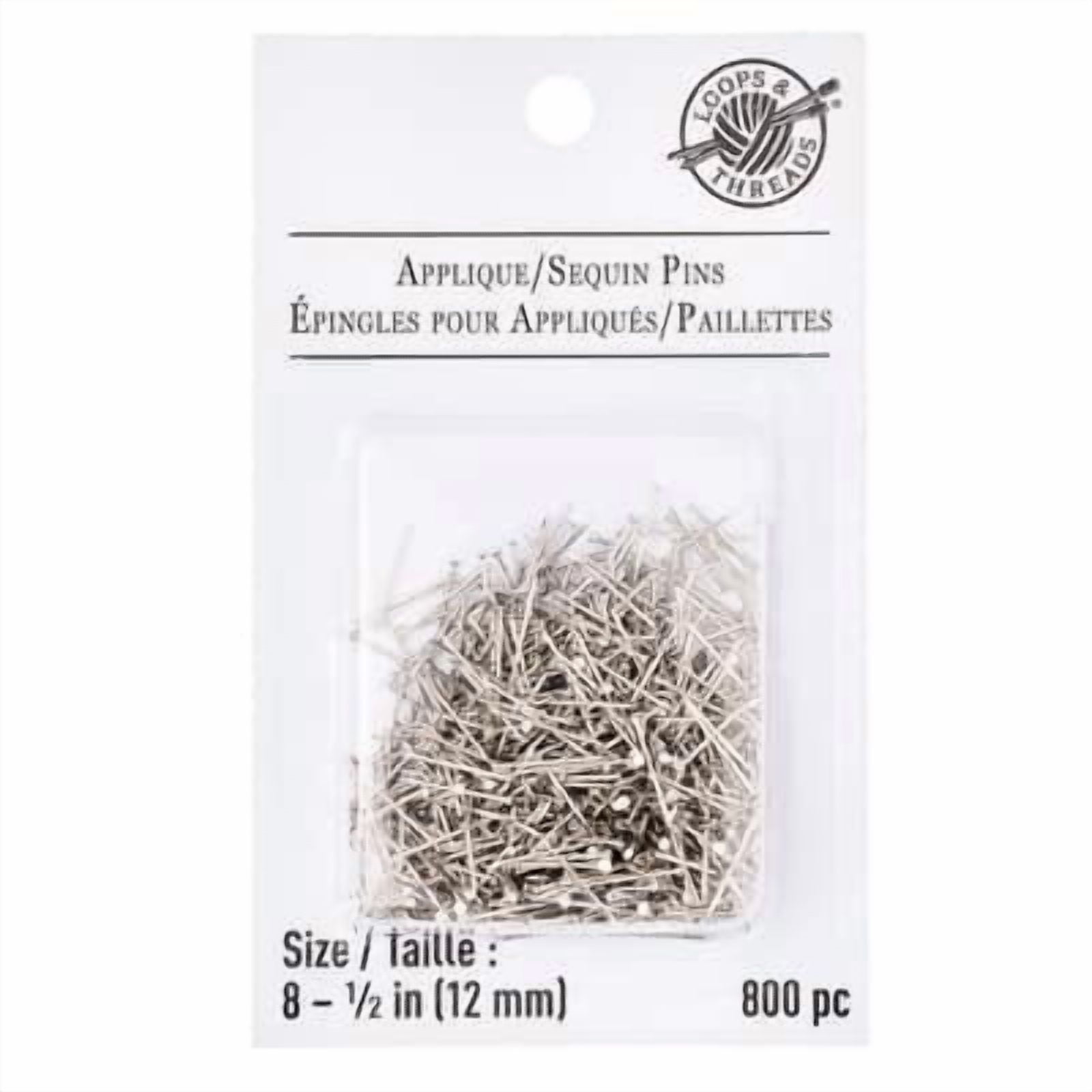 12 Packs: 800 ct. (9,600 total) 1/2" Nickel Applique/Sequin Pins by ...