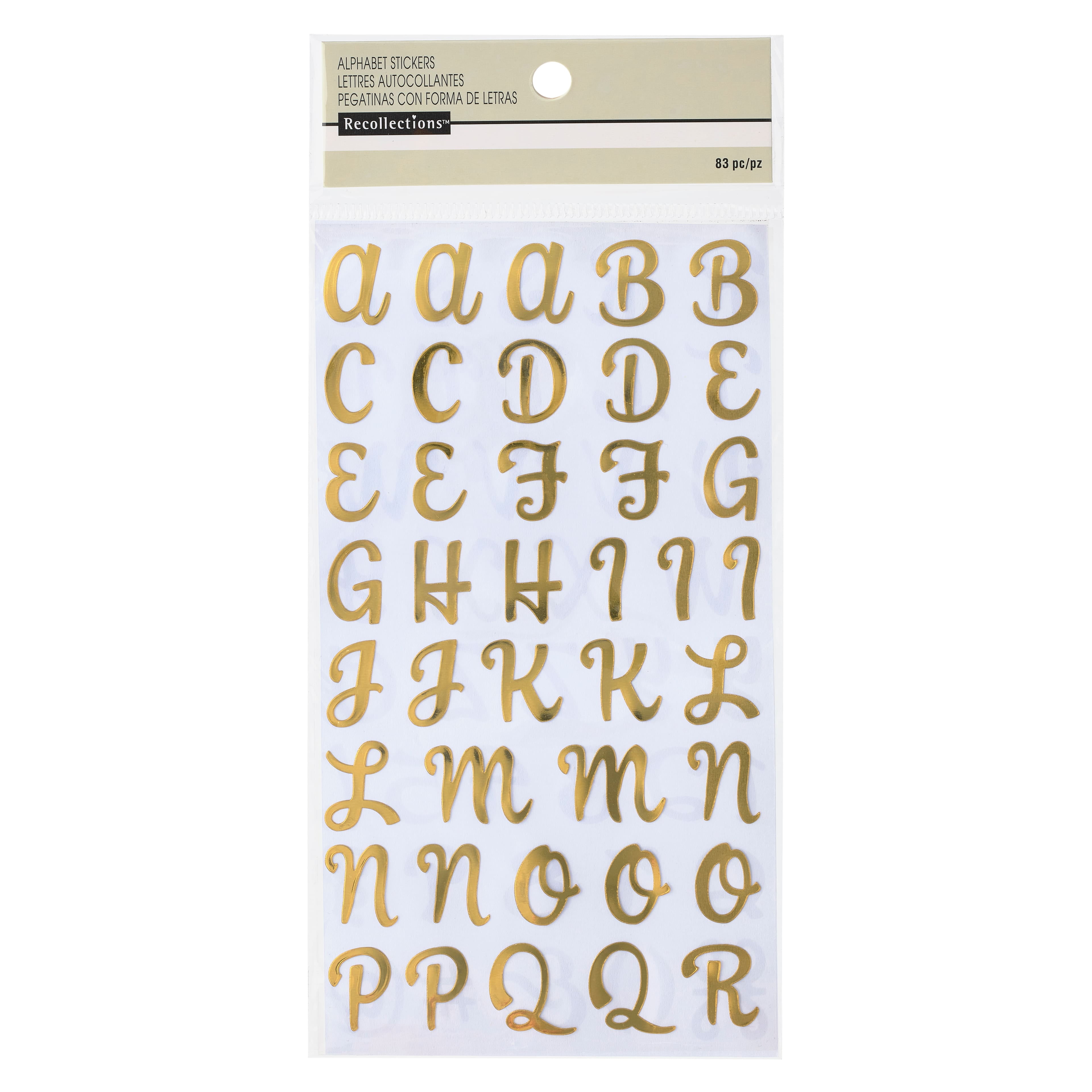 12 Packs: 83 ct. (996 total) Gold Foil Alphabet Stickers by ...