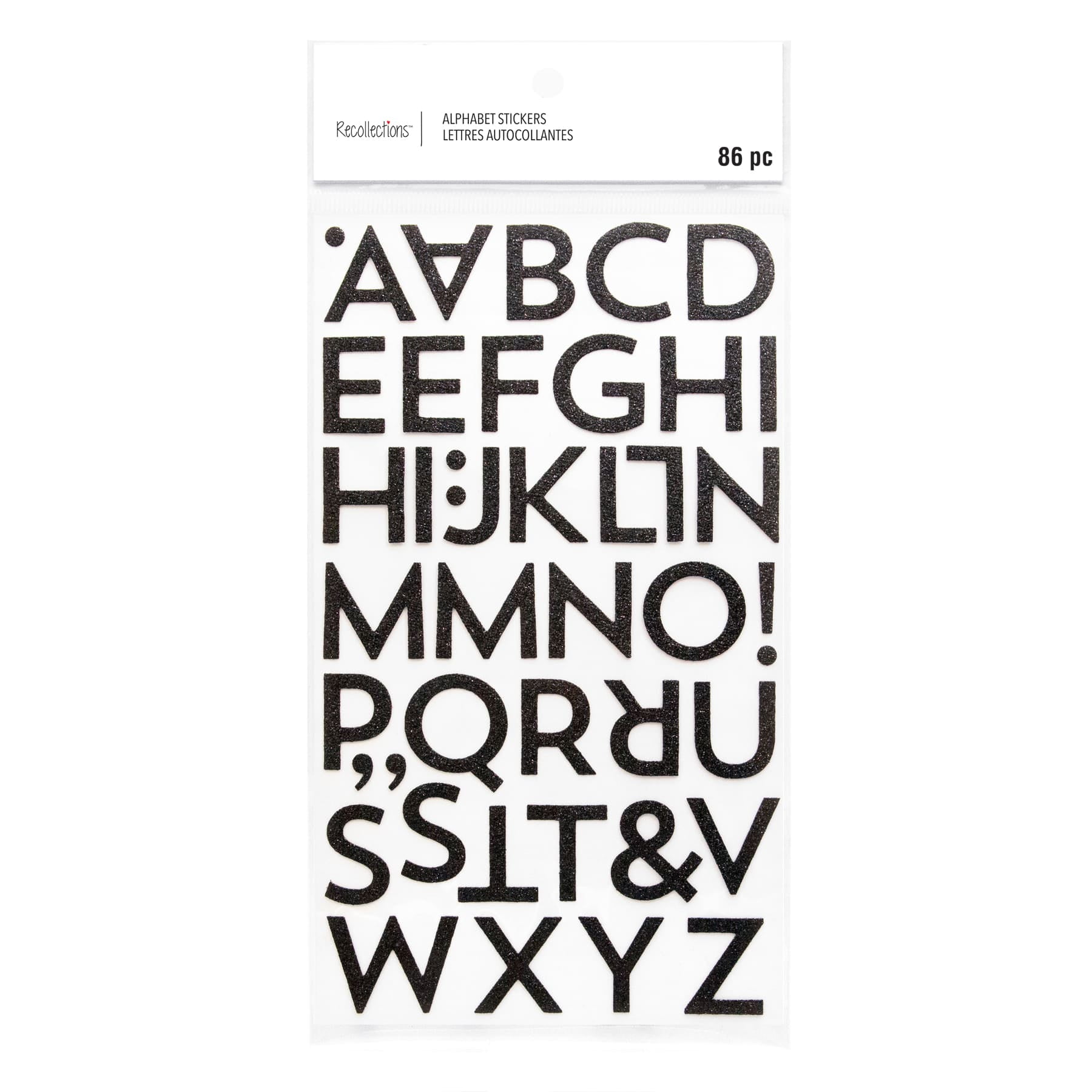 12 Packs: 86 ct. (1,032) Black Glitter Block Alphabet Stickers by ...