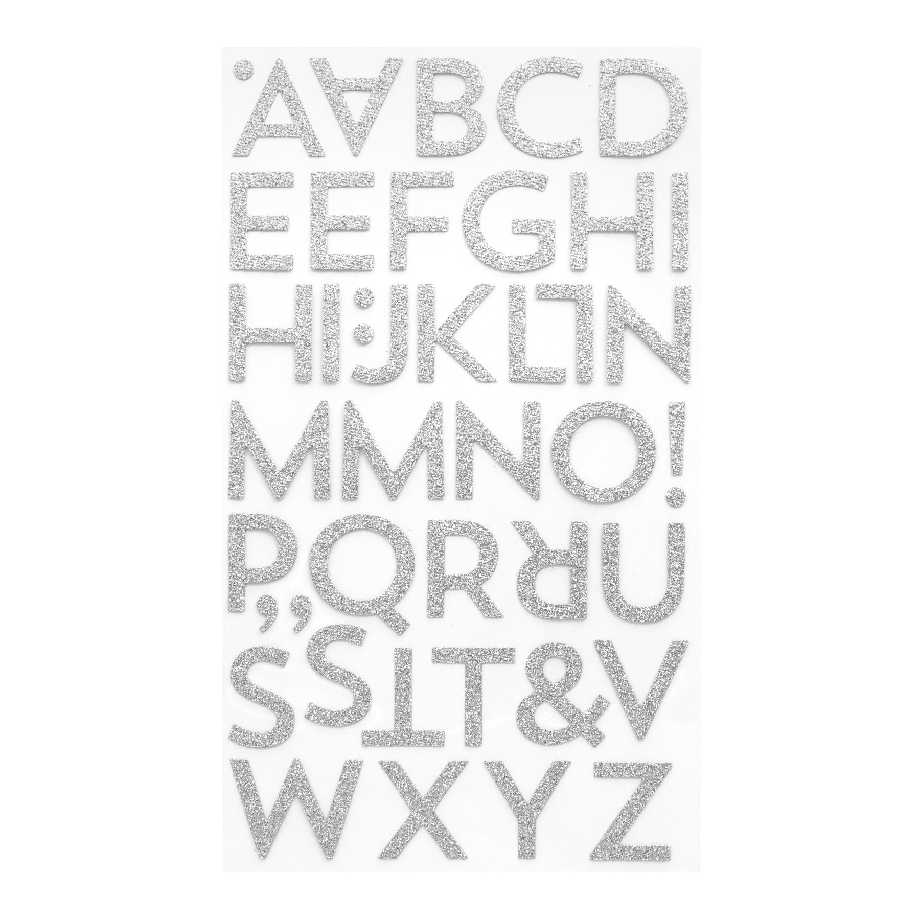 12 Packs: 86 ct. (1,032 total) Silver Glitter Block Alphabet Stickers ...