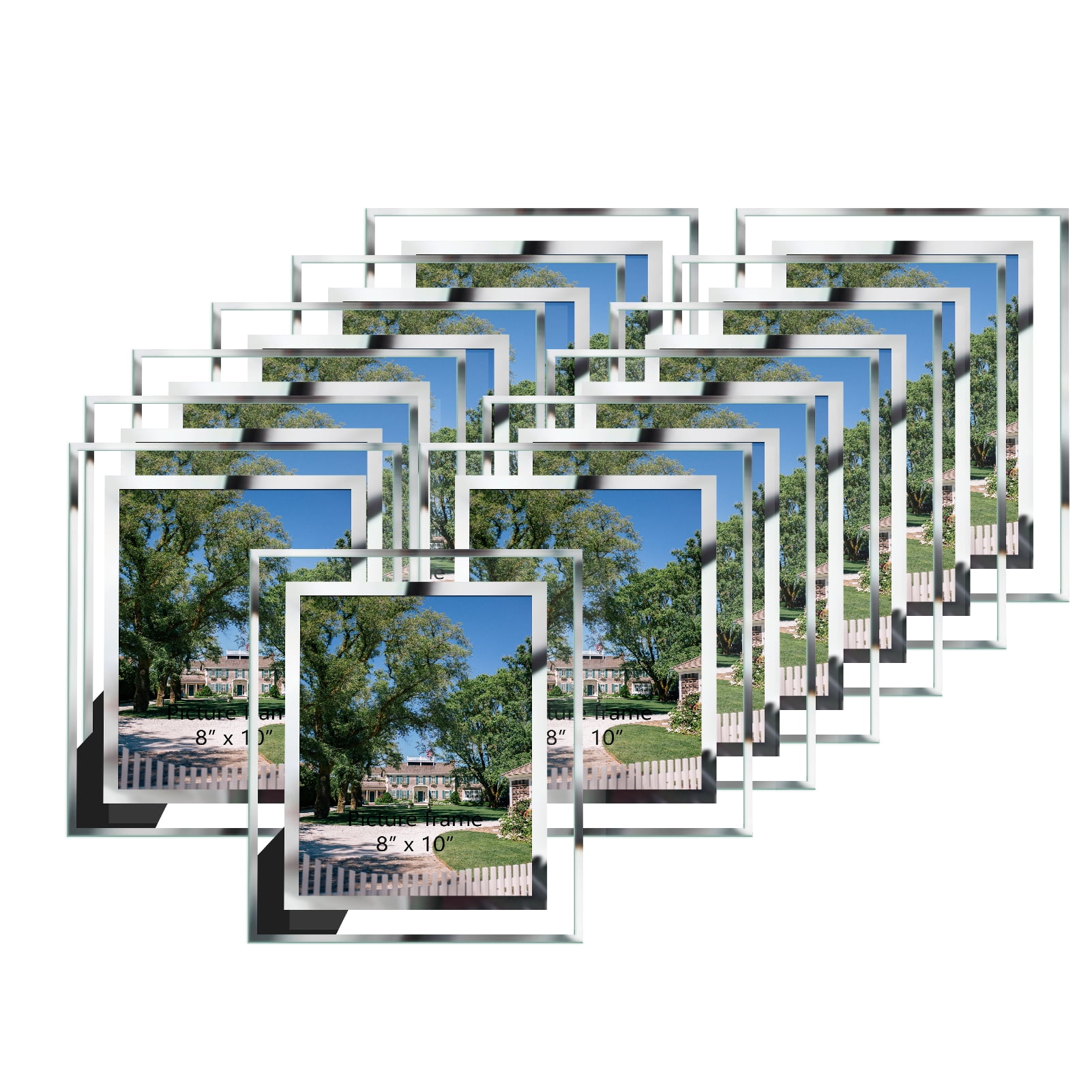 8x10 Glass Picture Frames 12 Packs, Silver Edge, Clear for Tabletop ...