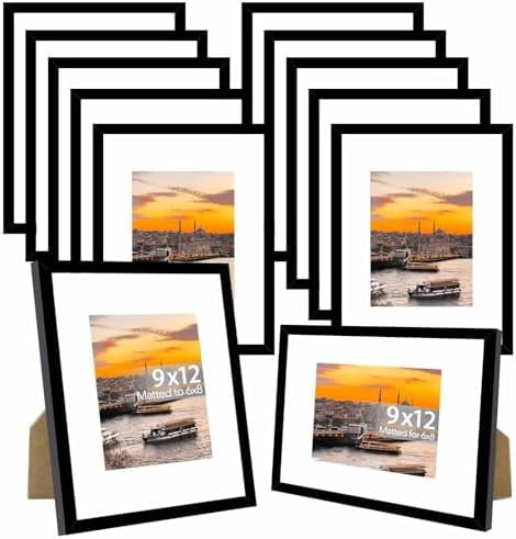 12 Packs 9x12 Picture Frames, Display 6x8 with Mat or 9x12 Without Mat ...