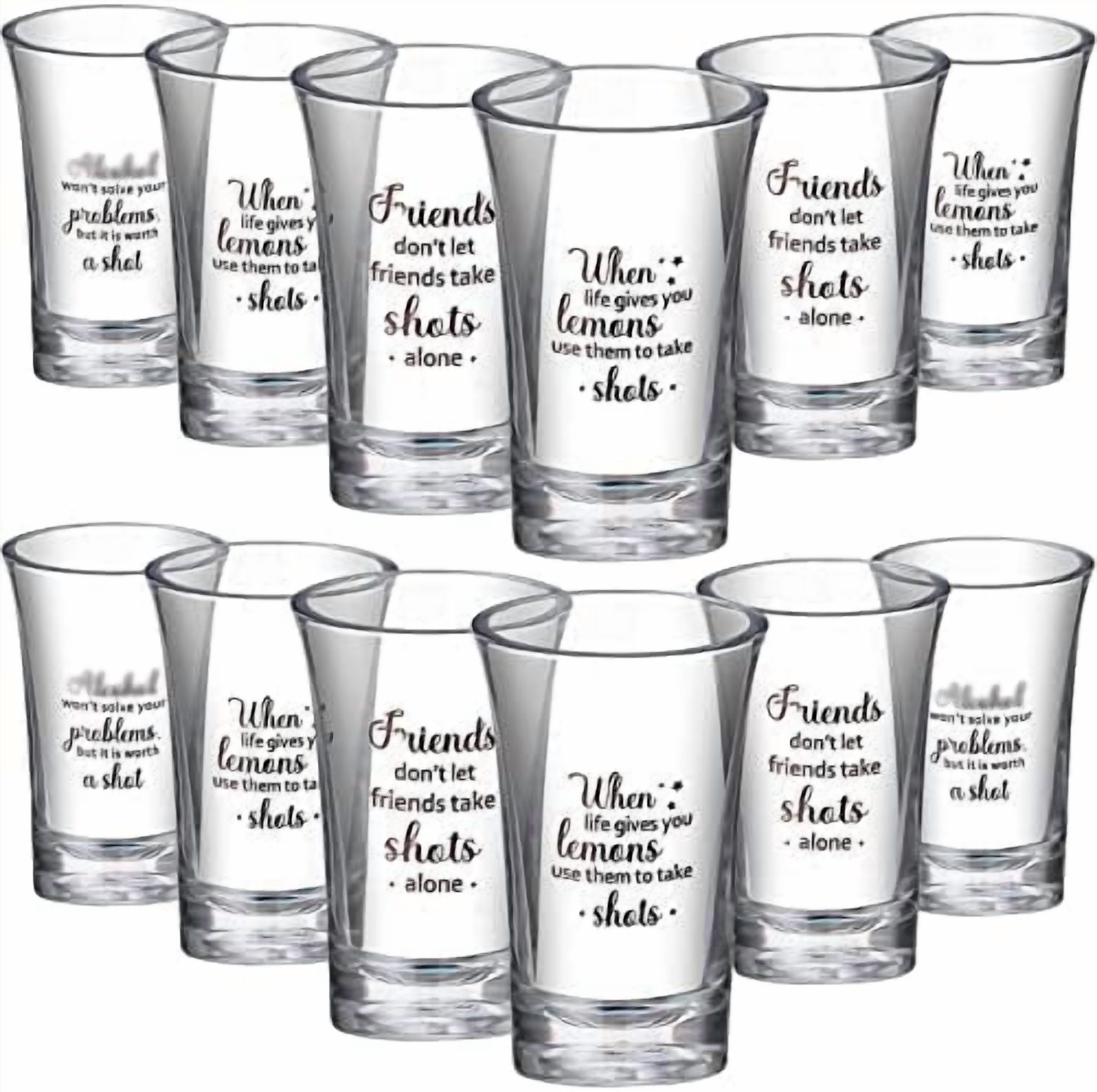 12 Packs Acrylic Clear Party Shot Glasses Random Set 1.2 Ounce Small ...