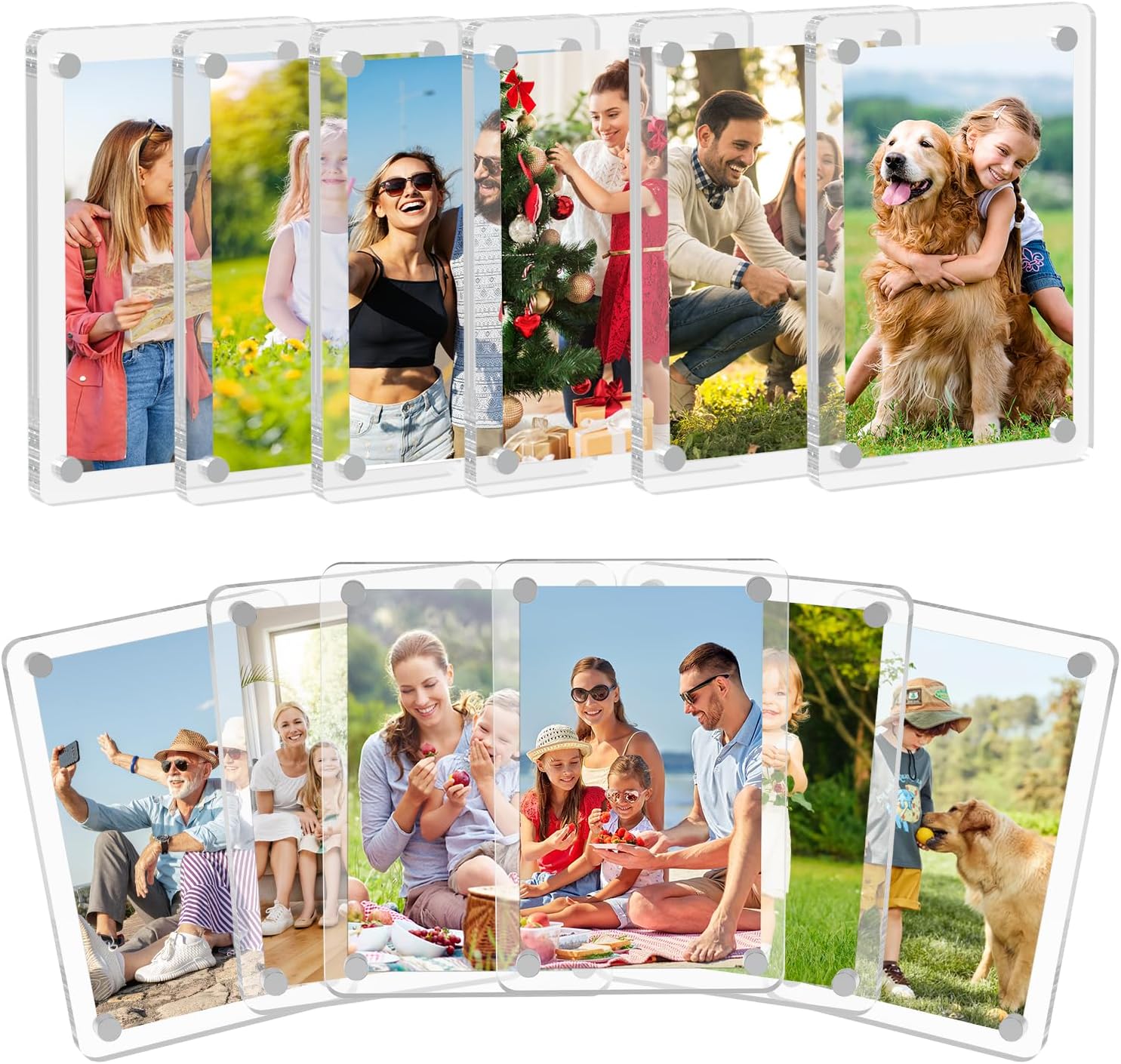12 Packs Acrylic Magnetic Picture Frame for Refrigerator, Mini Wallet ...
