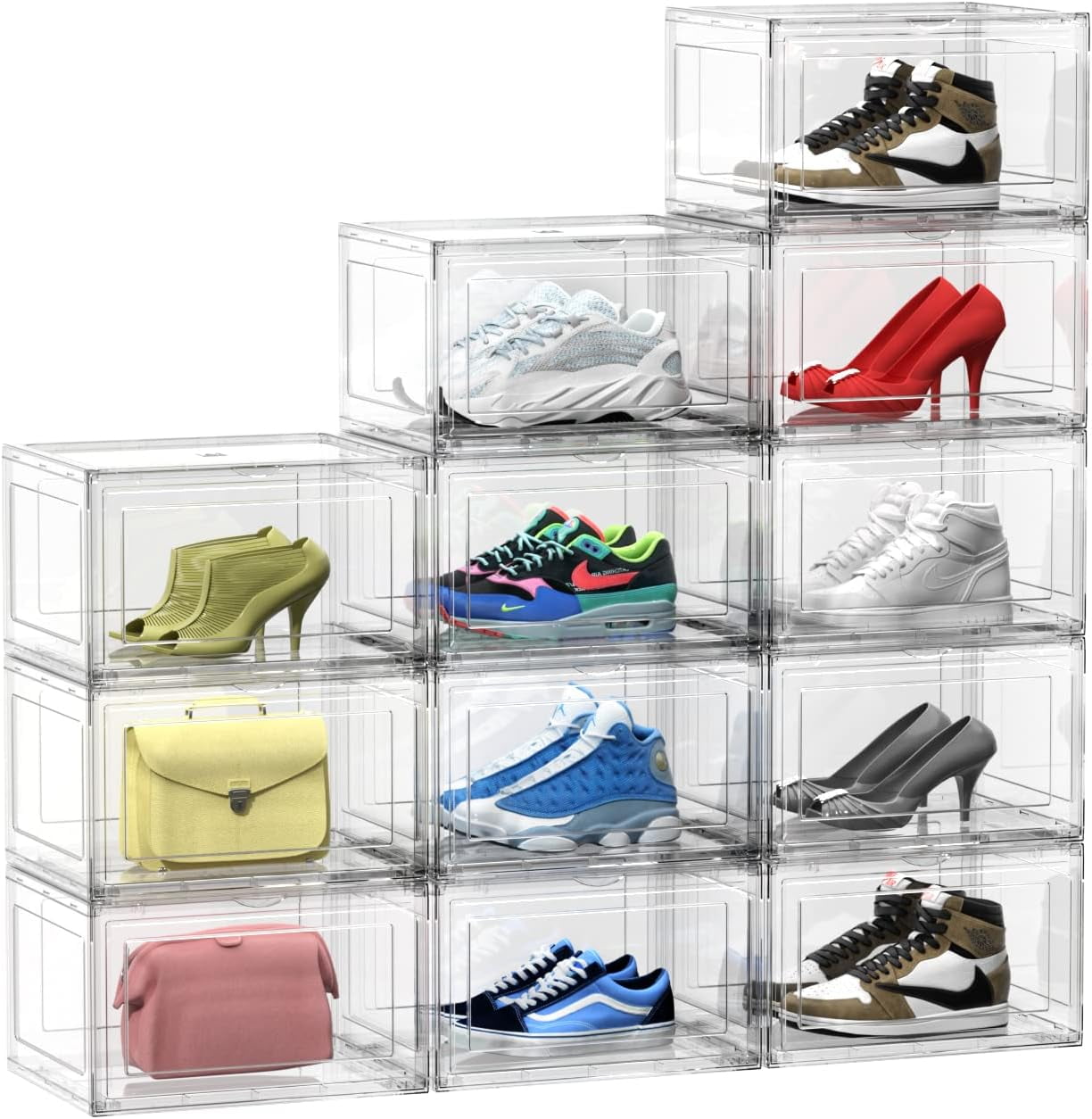 12 Packs Acrylic Shoe Boxes, Clear Plastic Stackable Acrylic Sneaker ...