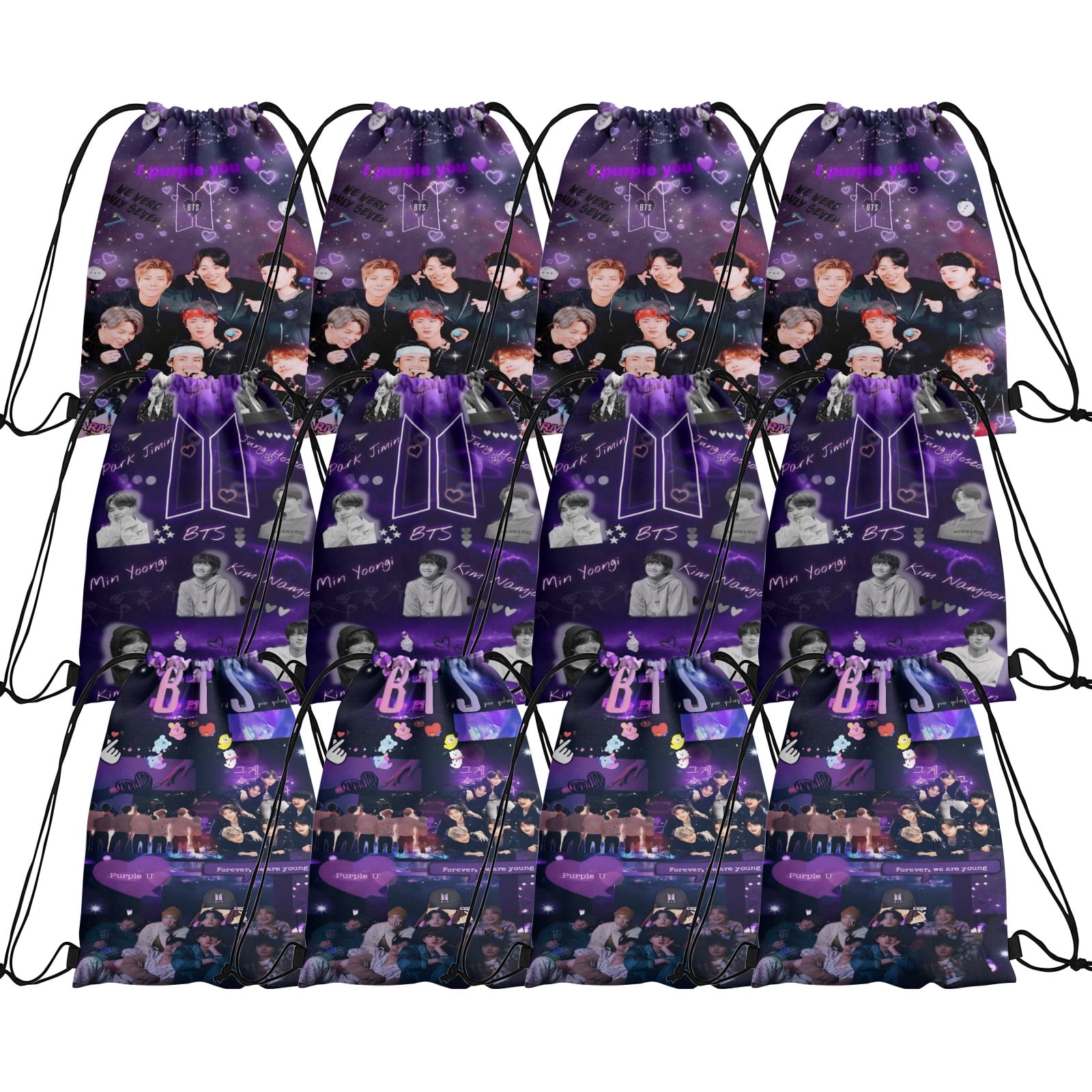 12 Packs BTS-Drawstring Bag, Reusable Non-Woven Gift Backpacks Goodie ...