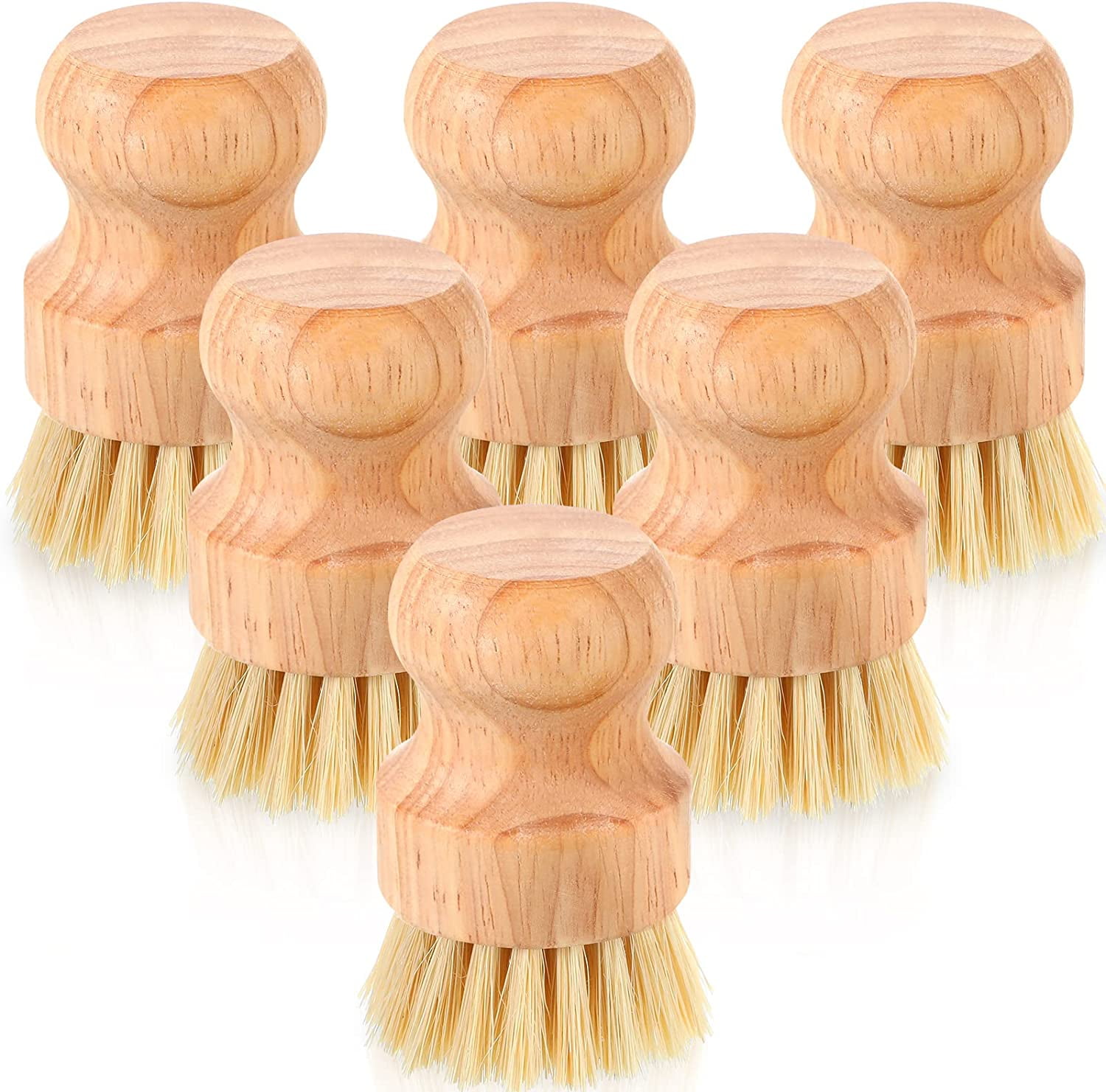 12 Packs Bamboo Dish Scrub Brushes Wooden Scrubbers Set Kitchen ...