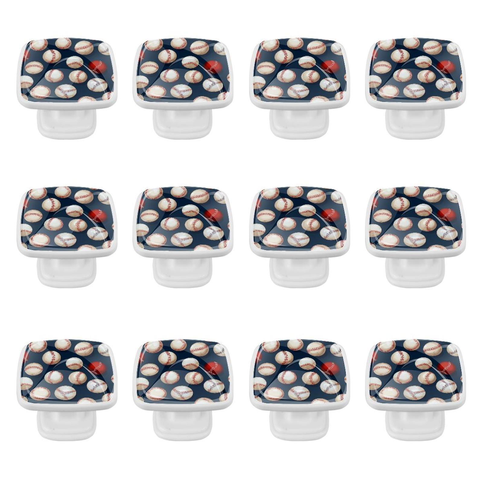 12 Packs Baseball Cabinet Knobs- Pull Hardware Handle, Square Drawer ...