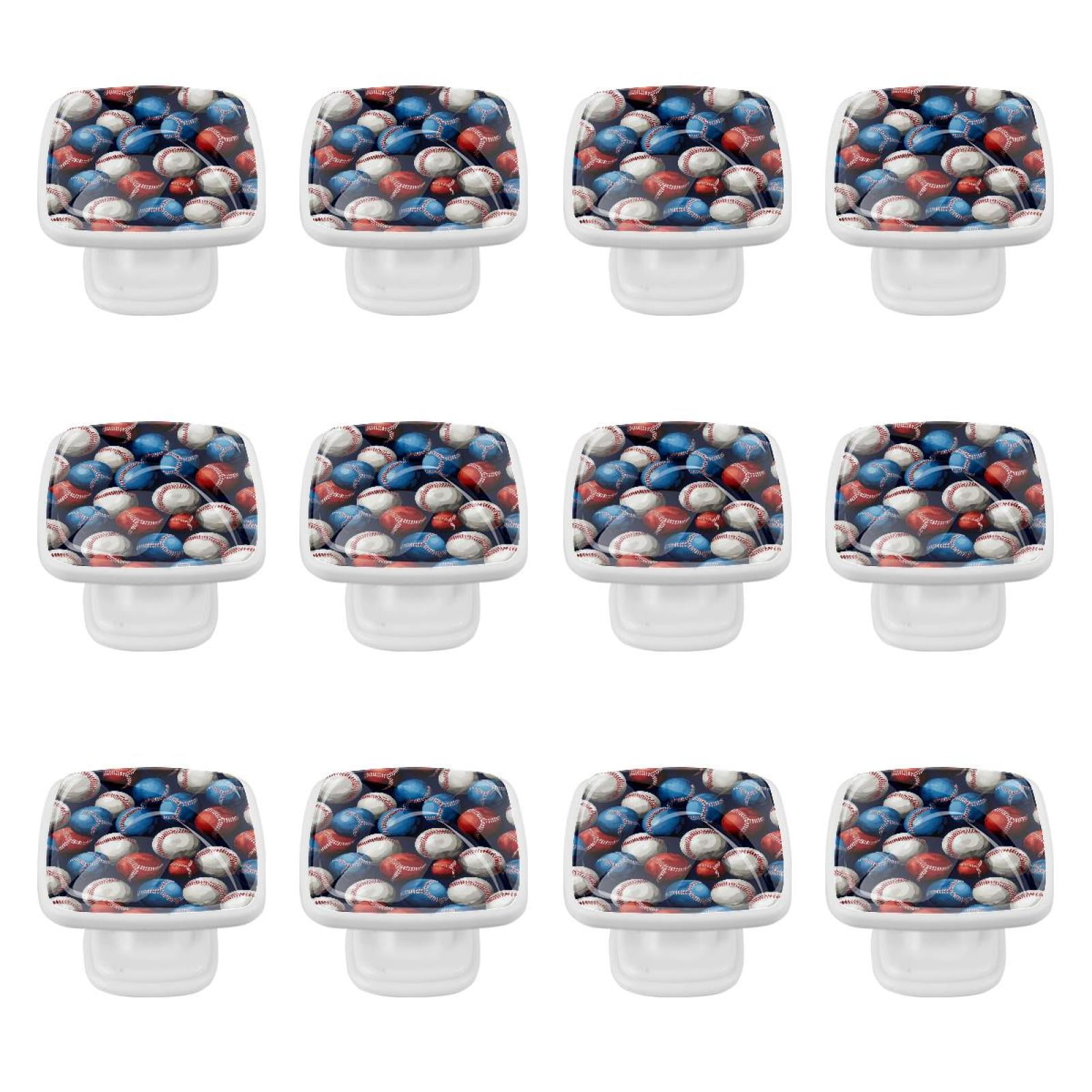 12 Packs Baseball Cabinet Knobs- Pull Hardware Handle, Square Drawer ...