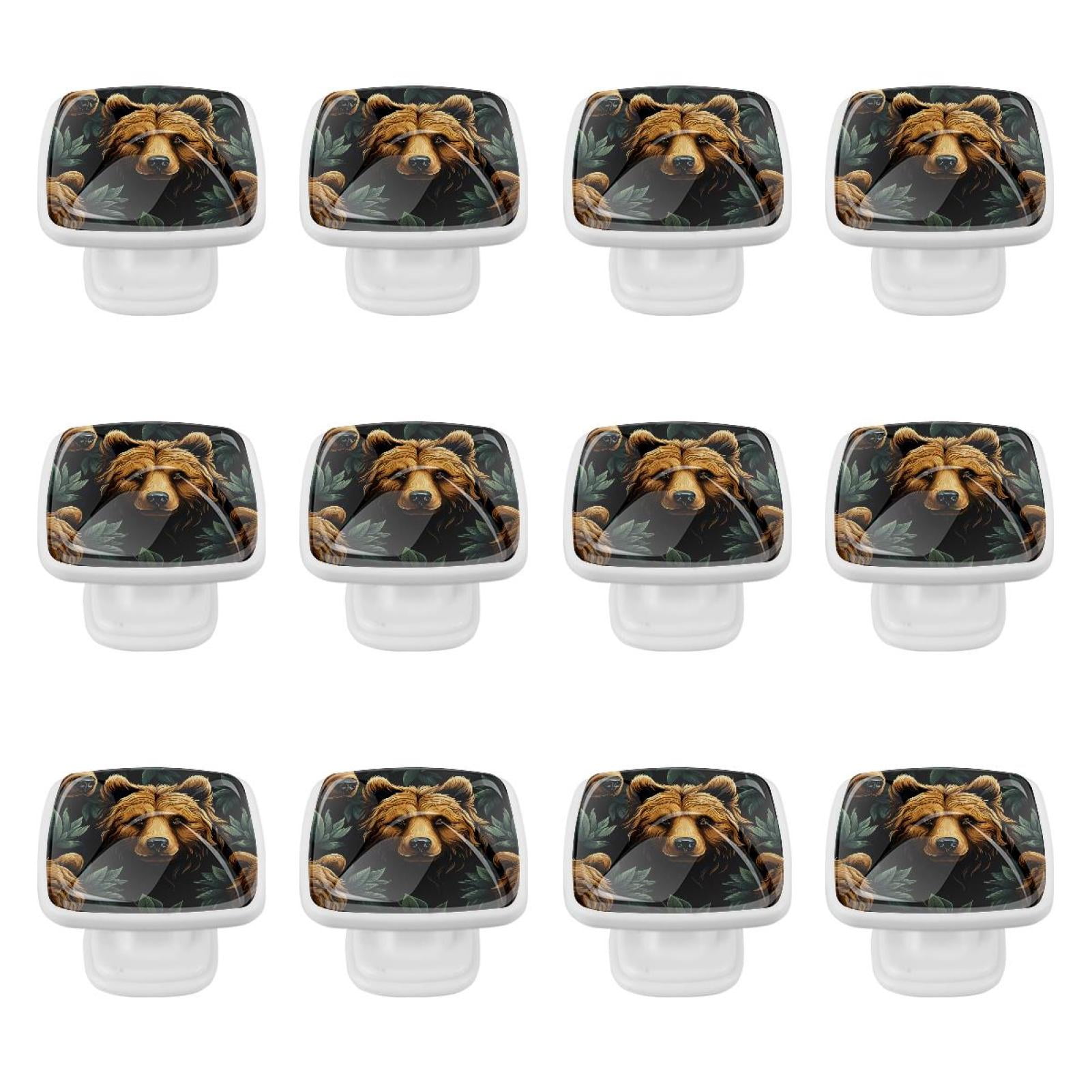 12 Packs Bear Cabinet Knobs- Pull Hardware Handle, Square Drawer knobs for Kitchen Cupboard Door ...