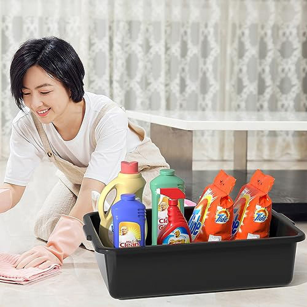 12 Packs Black Plastic Commercial Bus Tubs, 13 L Plastic Restaurant ...