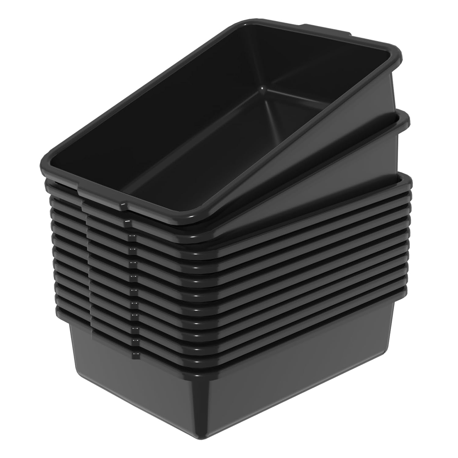 12 Packs Black Plastic Commercial Bus Tubs, 13 L Plastic Restaurant ...