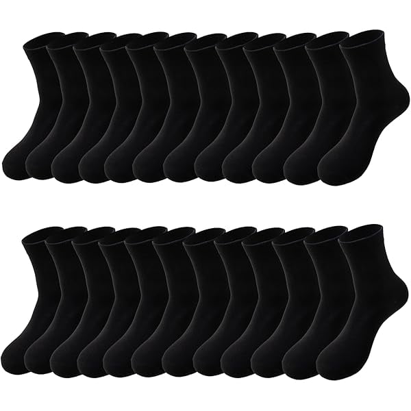 12 Packs Black White Socks,Men and Women Crew Socks Solid Color Combed ...