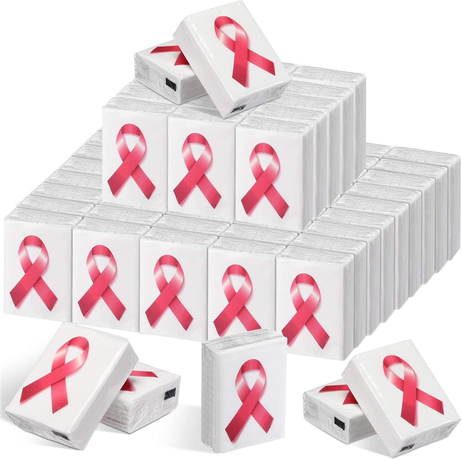 12 Packs Breast Cancer Awareness Pocket Tissues Pink Ribbon Travel ...