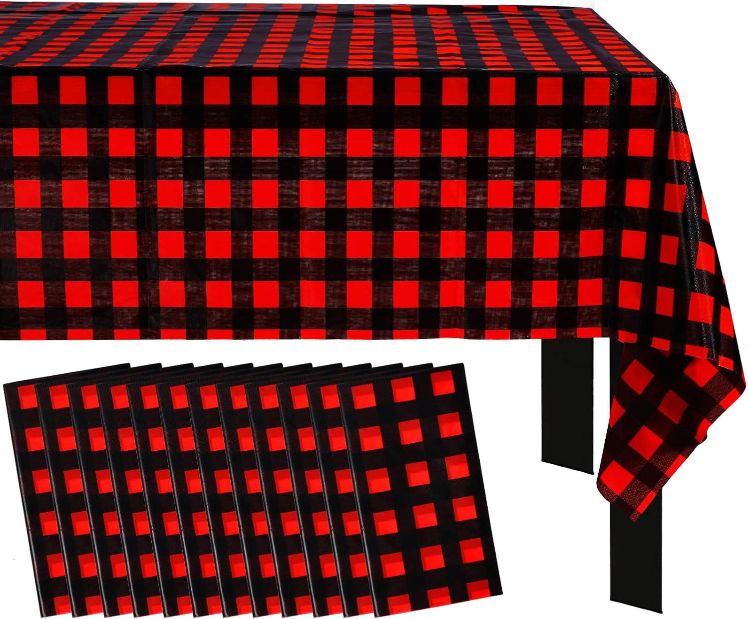 12 Packs Buffalo Plaid Tablecloth Party Table Decorations Disposable ...