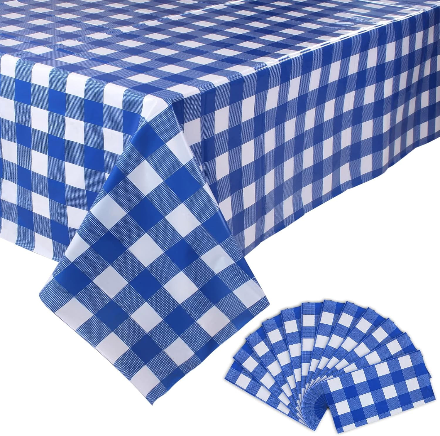 12 Packs Bule and White Checkered Tablecloths Party Picnic Disposable ...