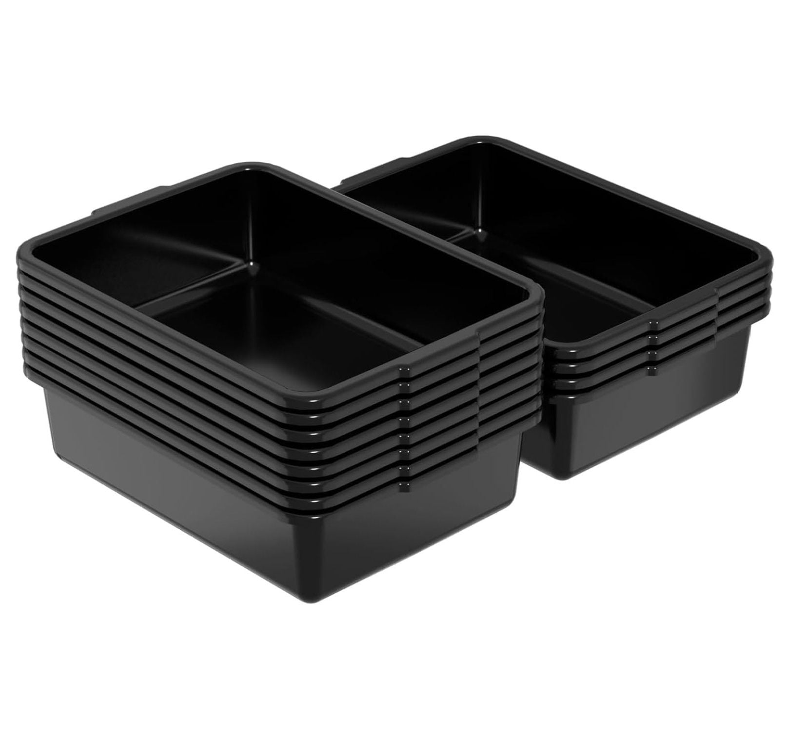 12 Packs Bus Utility Box, 13 L Plastic Restaurant Bus Tubs Tote, Black ...
