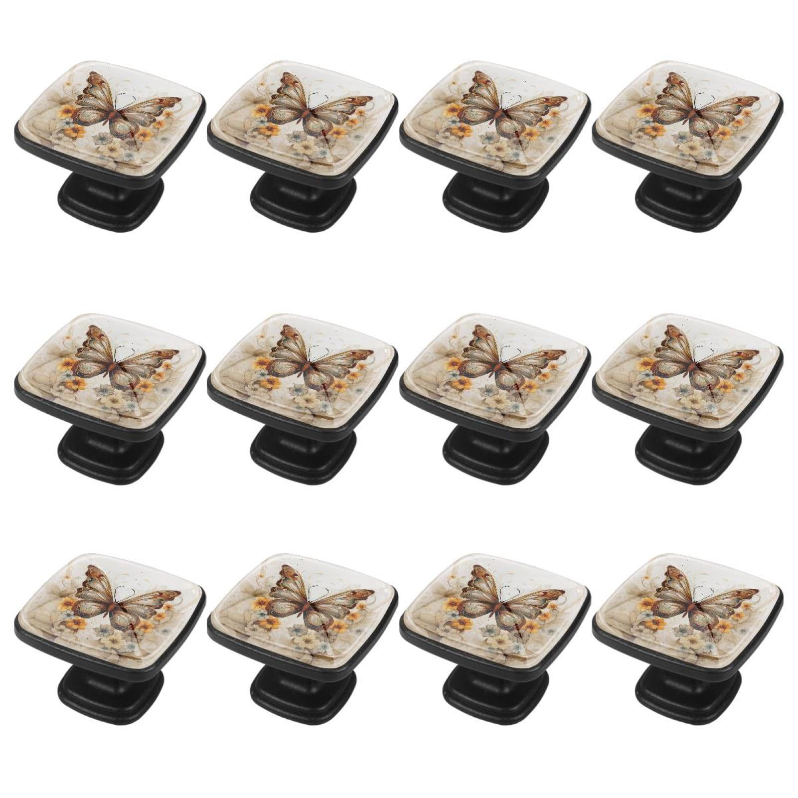 12 Packs Butterfly Cabinet Knobs- Pull Hardware Handle, Square Drawer ...