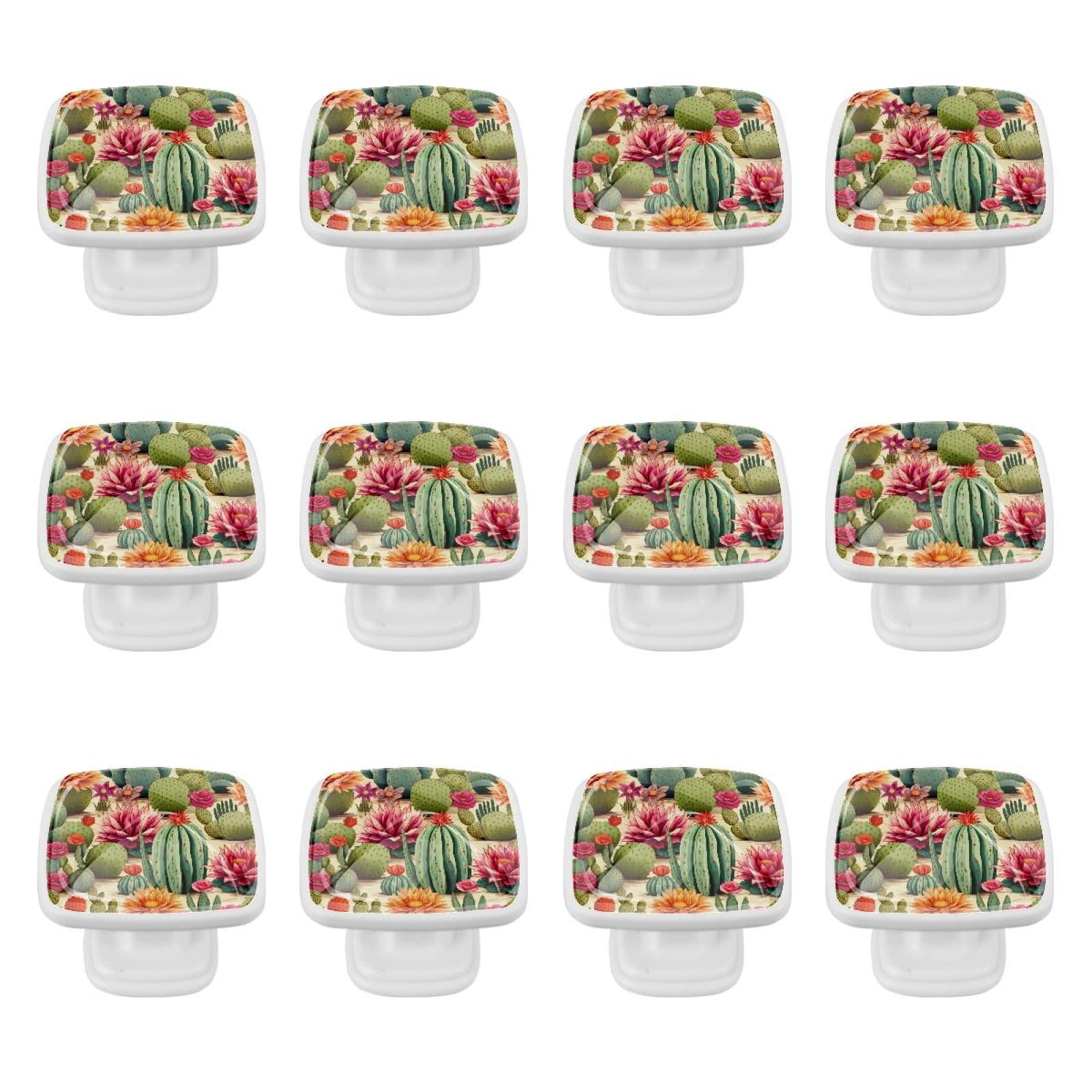 12 Packs Cactus Cabinet Knobs- Pull Hardware Handle, Square Drawer ...