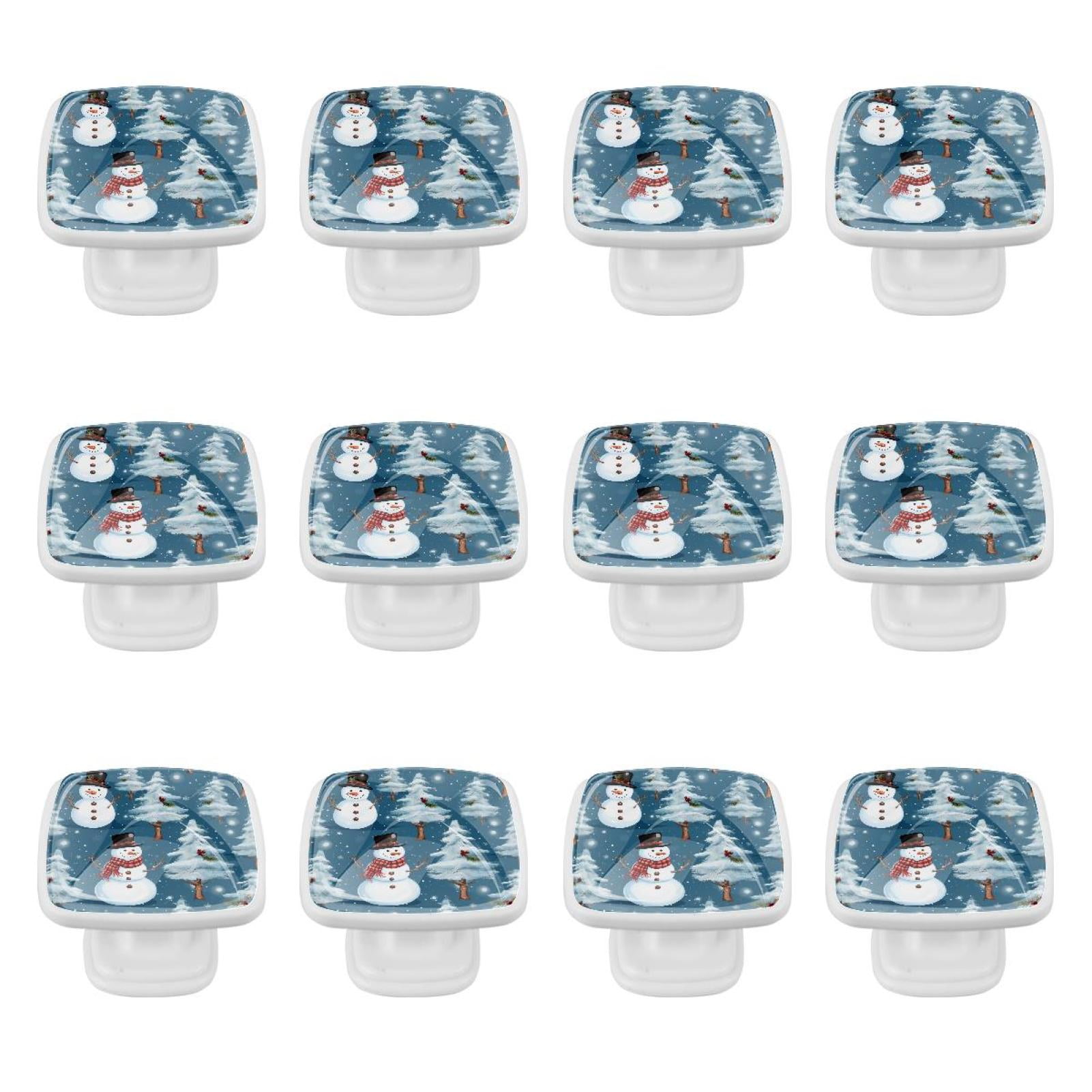 12 Packs Christmas Snowman Cabinet Knobs- Pull Hardware Handle, Square Drawer knobs for Kitchen ...