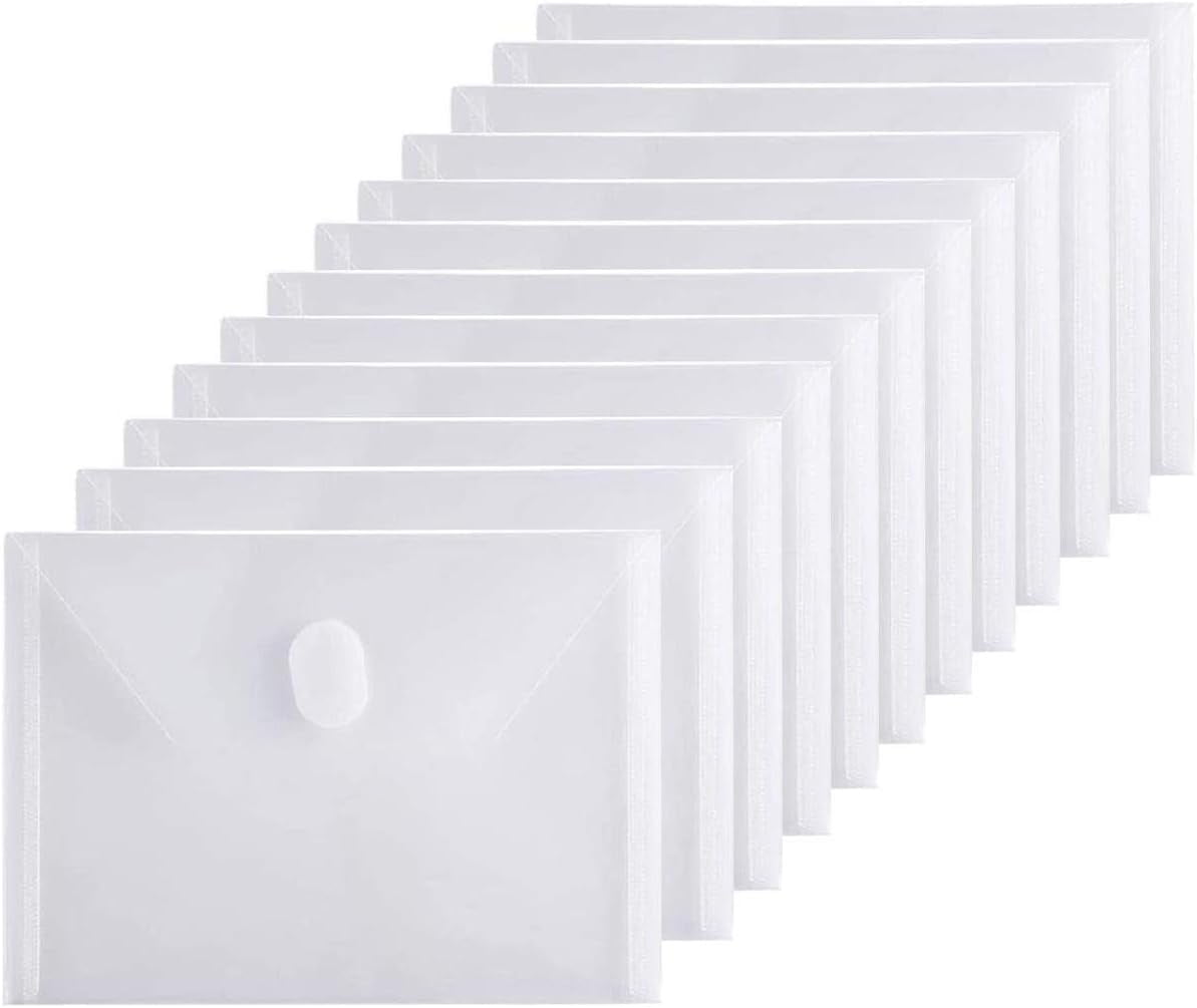 12 Packs Clear Plastic Envelope with Snap Closure,Reusable Envelopes ...
