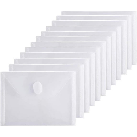 12 Packs Clear Plastic Envelope with Snap Closure,Reusable Envelopes ...