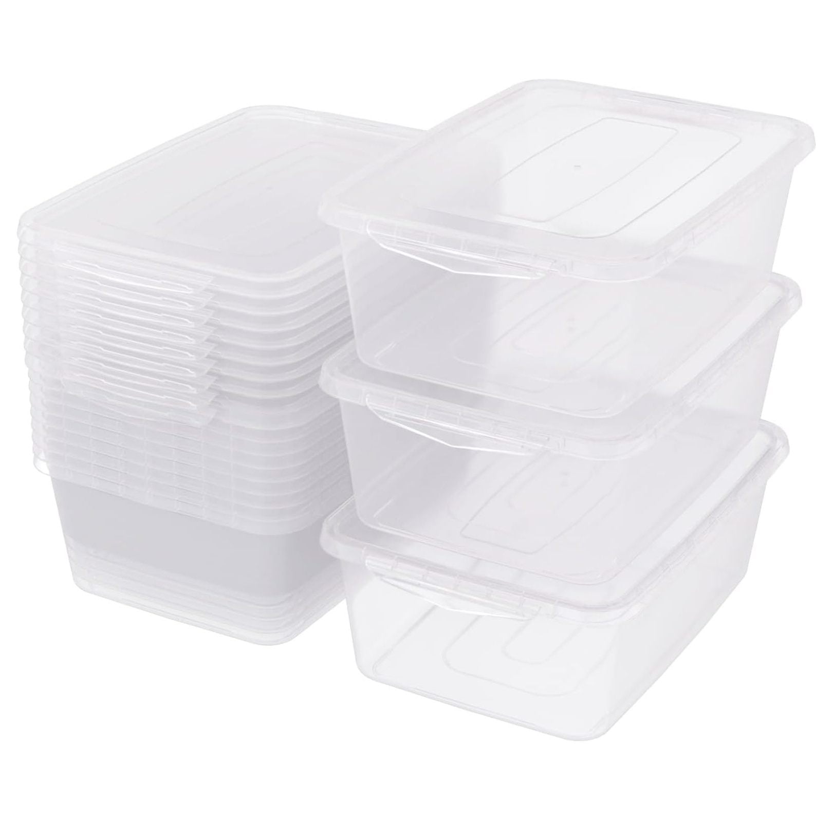 12 Packs Clear Storage Latching Boxes, 16 Quart Plastic Storage ...