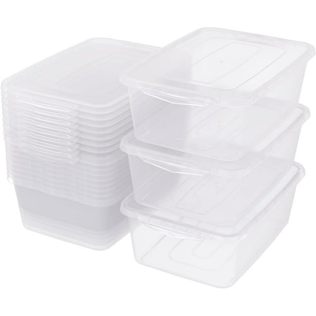 12 Packs Clear Storage Latching Boxes, 16 Quart Plastic Storage ...