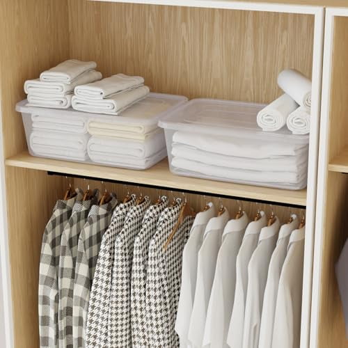 12 Packs Clear Storage Latching Boxes, 16 Quart Plastic Storage ...