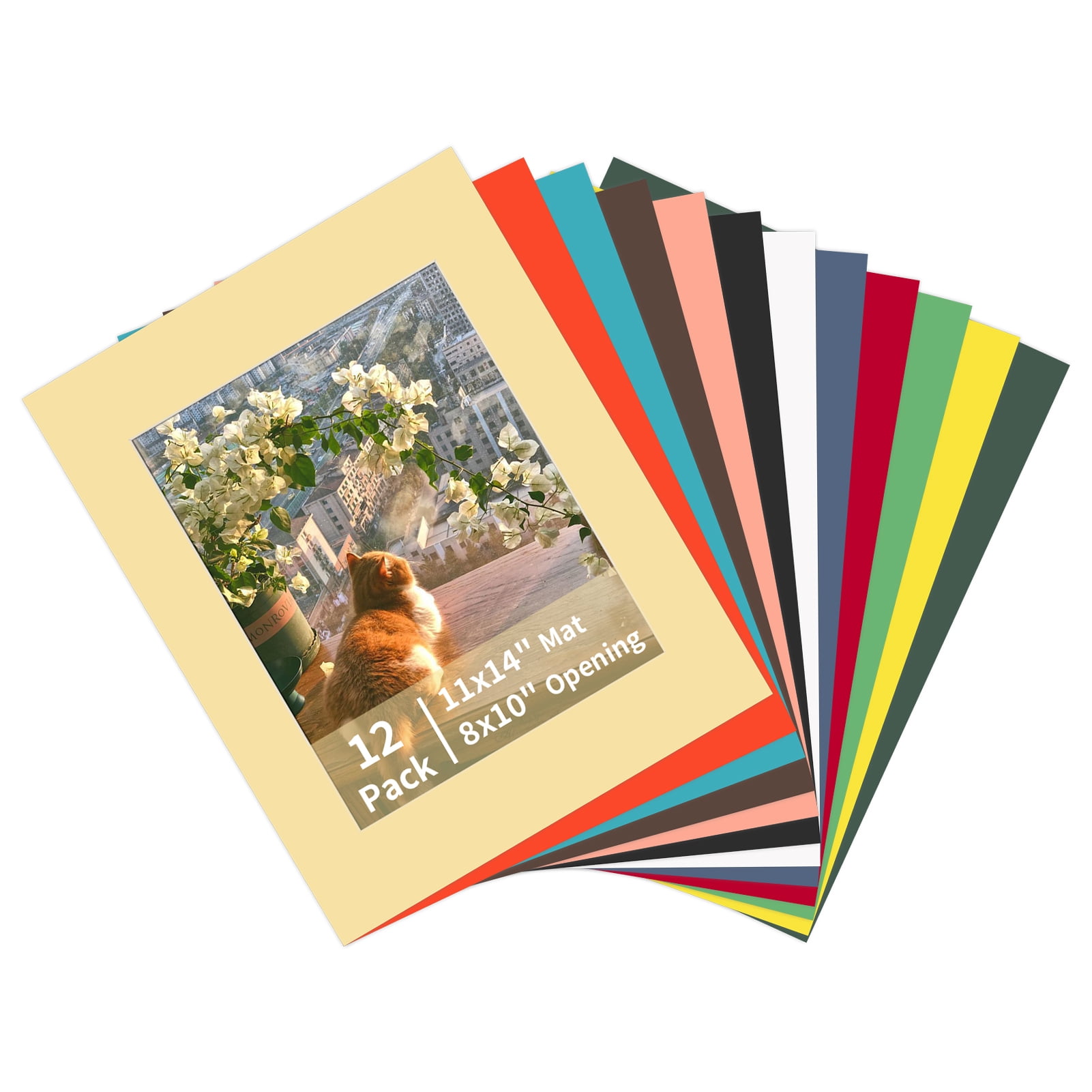 12 Packs Colorful Photo Mat 11x14 with Core Bevel Cut for 8x10 Pictures ...