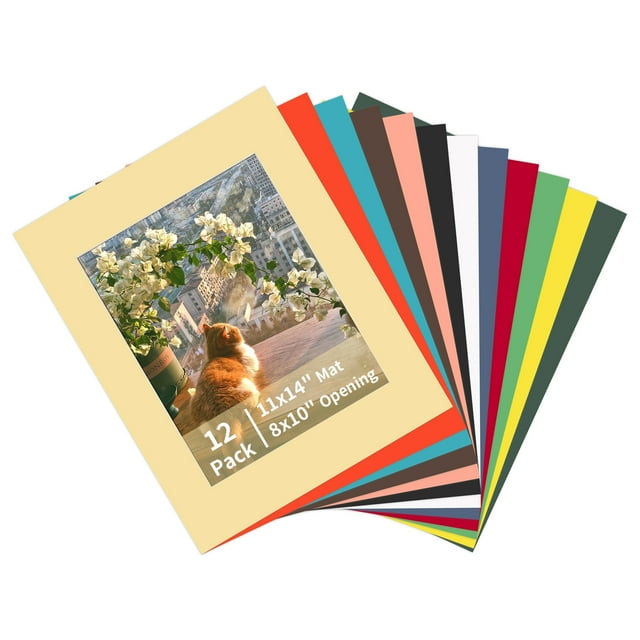 12 Packs Colorful Photo Mat 11x14 with Core Bevel Cut for 8x10 Pictures ...