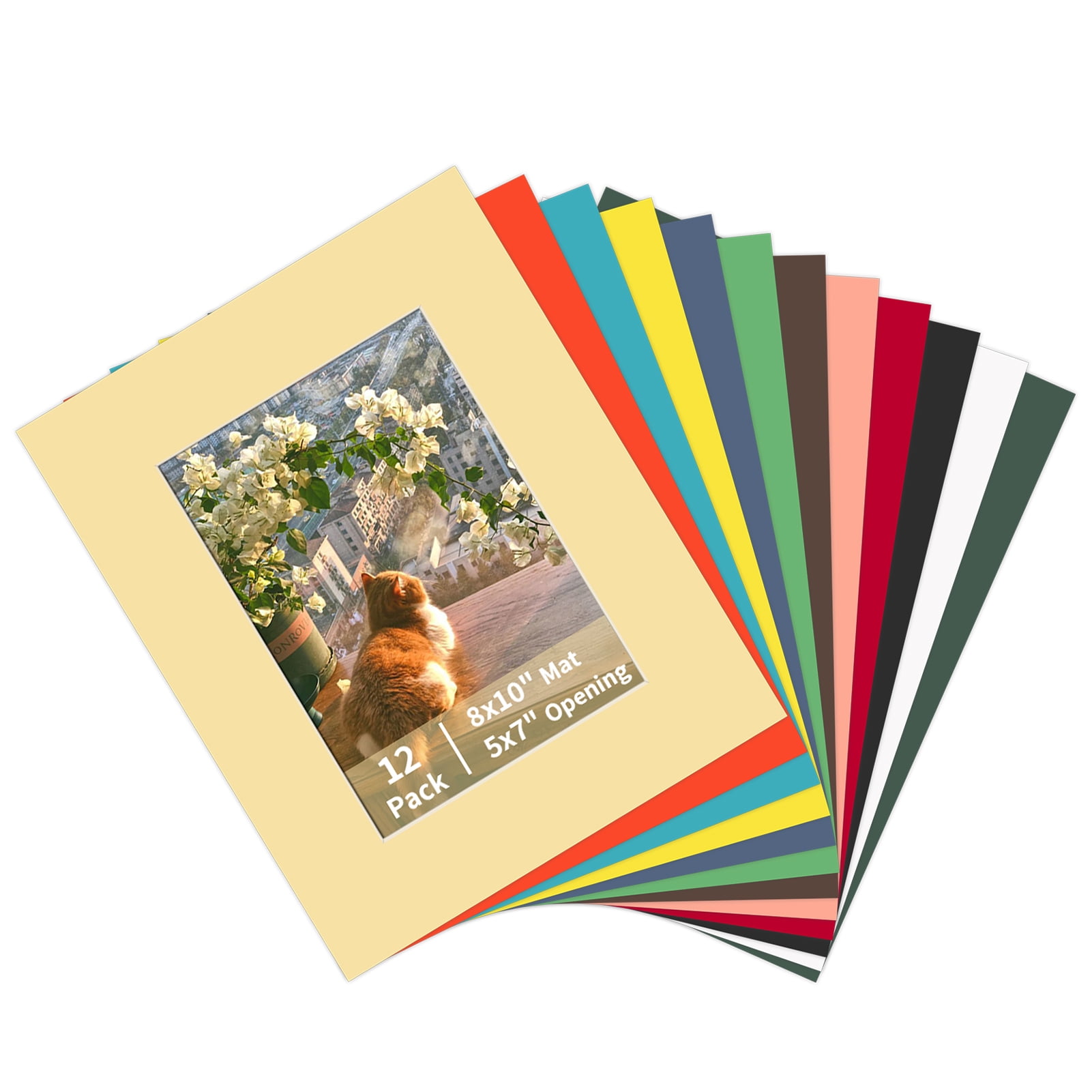 12 Packs Colorful Photo Mat 8x10 with Core Bevel Cut for 5x7 Pictures ...
