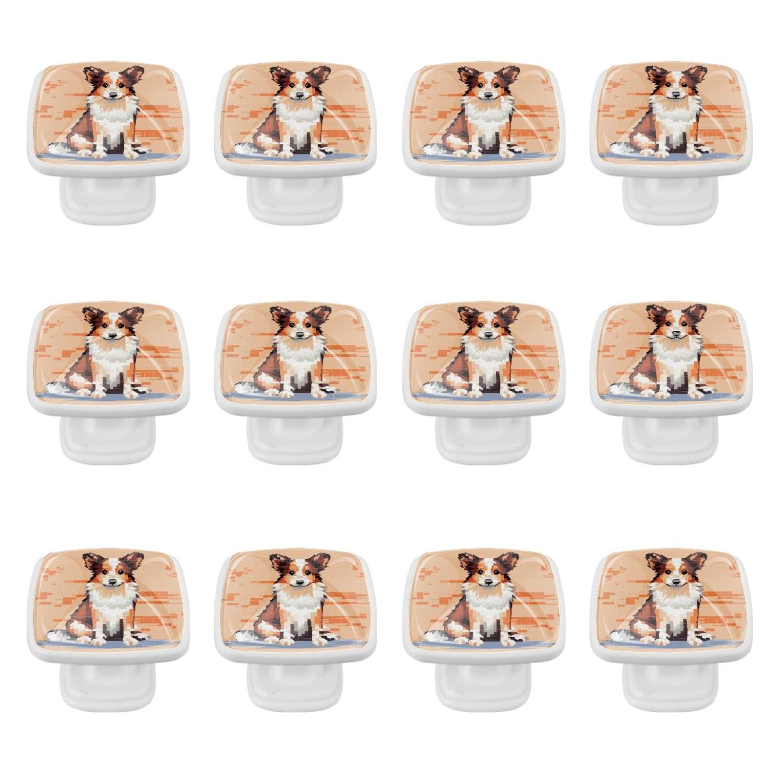 12 Packs Cute Dog Cabinet Knobs- Pull Hardware Handle, Square Drawer ...