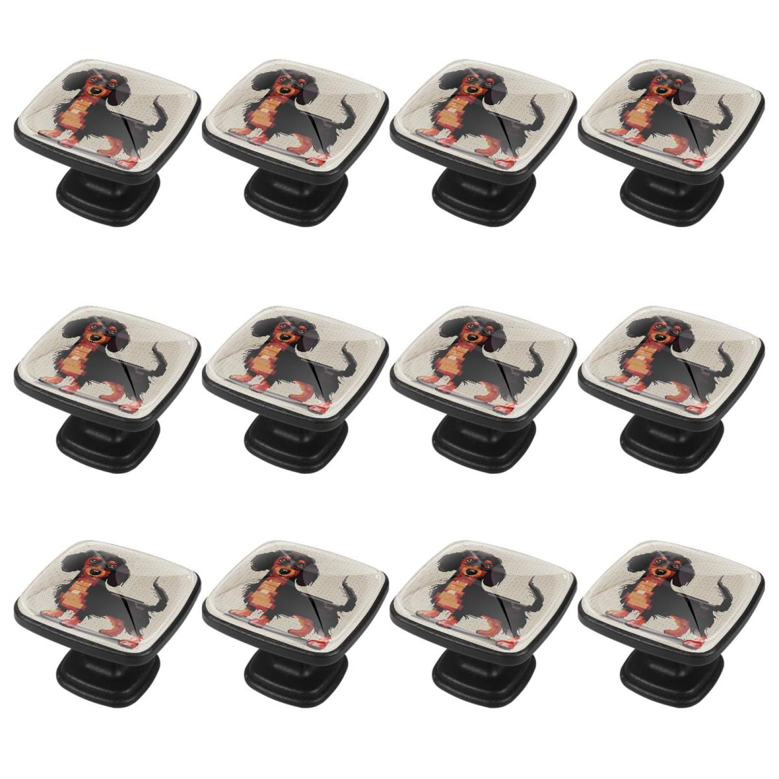 12 Packs Cute Dog Cabinet Knobs- Pull Hardware Handle, Square Drawer ...