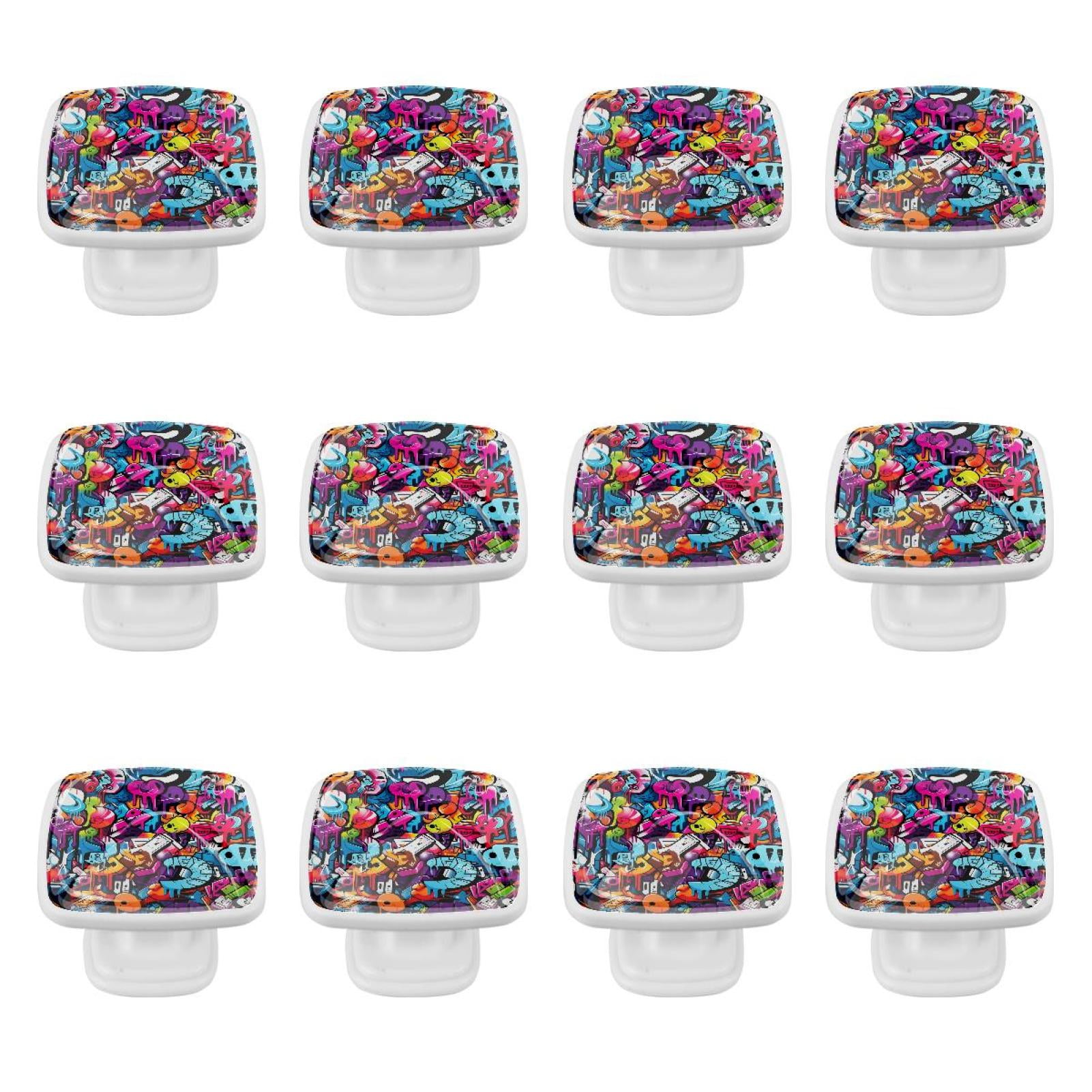 12 Packs Doodle Cabinet Knobs- Pull Hardware Handle, Square Drawer ...