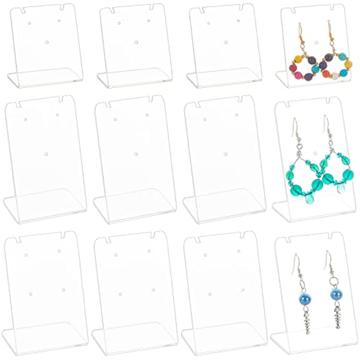 12 Packs Earring Holders 3 Styles L-Shape Jewelry Displays 3 Hole 4 ...