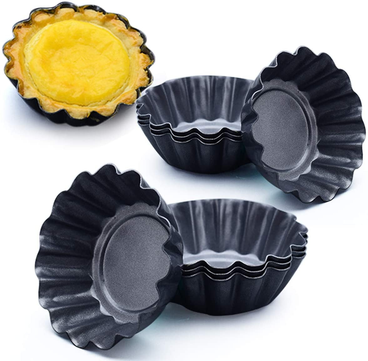12 Packs Egg Tart Mold, Upgrade Bigger Size 3 x 0.9inch, Cupcake Cake ...