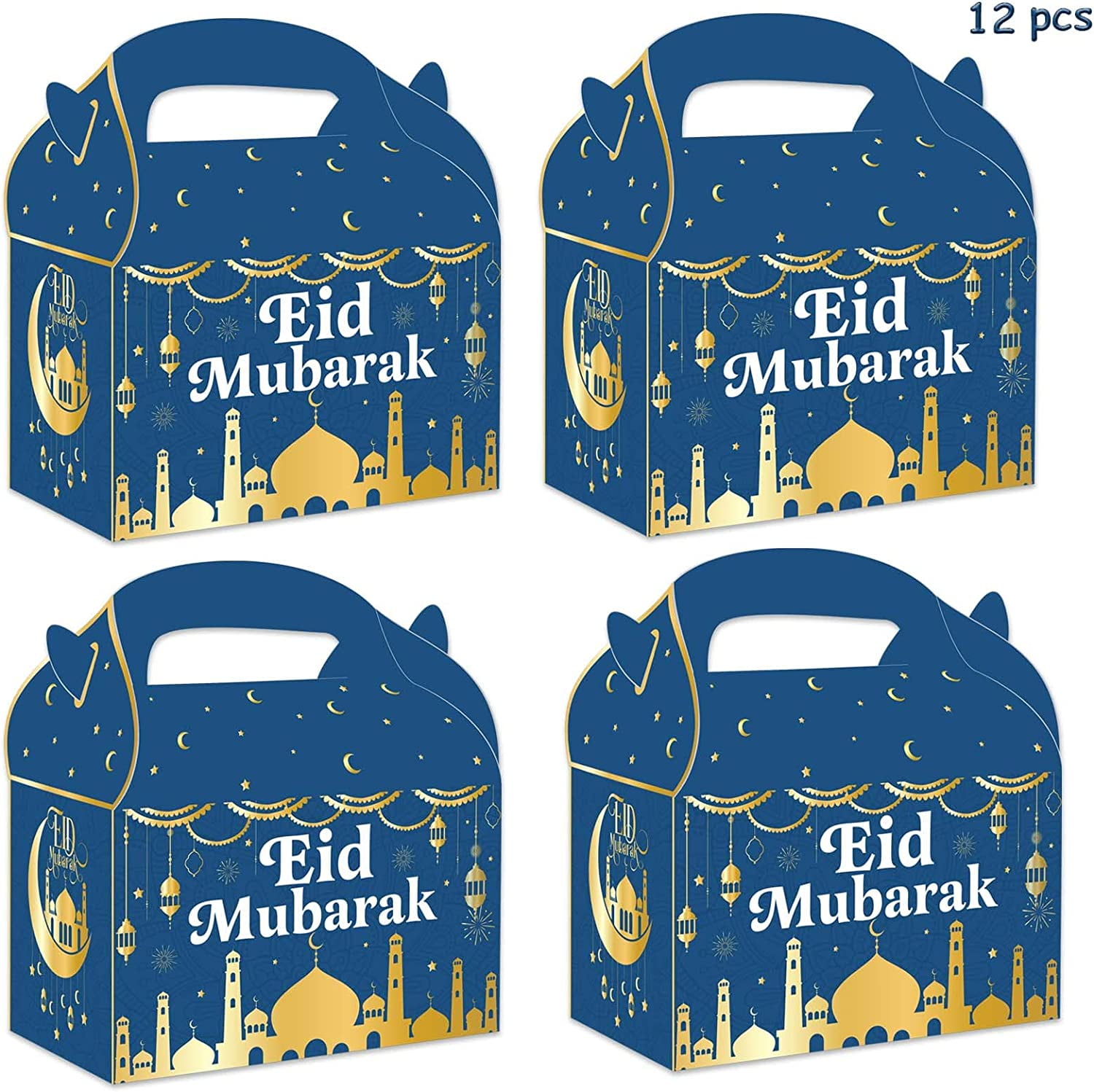 12 Packs Eid Mubarak Treat Gifts Boxes, Ramadan Mubarak Paper Sweets ...