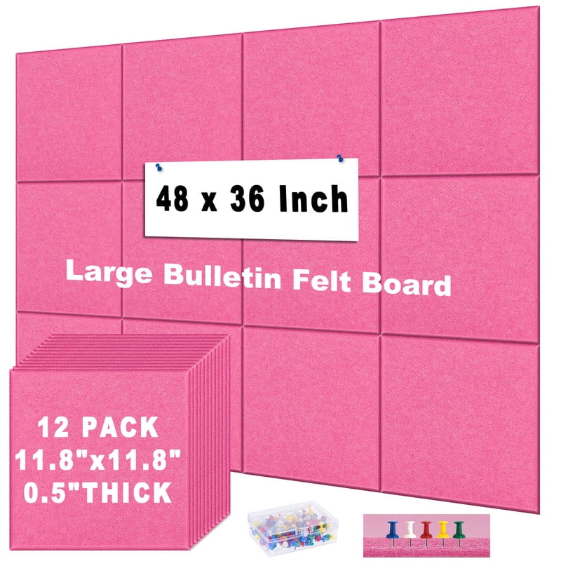DOLLAR BOSS 12 Pack Felt Bulletin Boards 48x36 Inches Self-Adhesive ...
