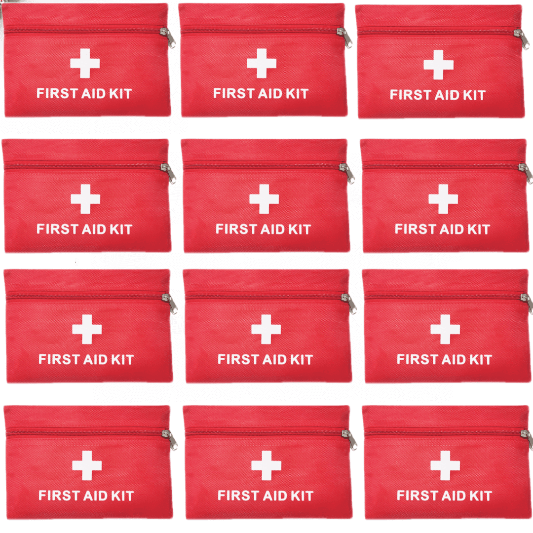 12 Packs First Aid Kit Empty Bag, 7.87x5.51in Red Travel Empty First ...