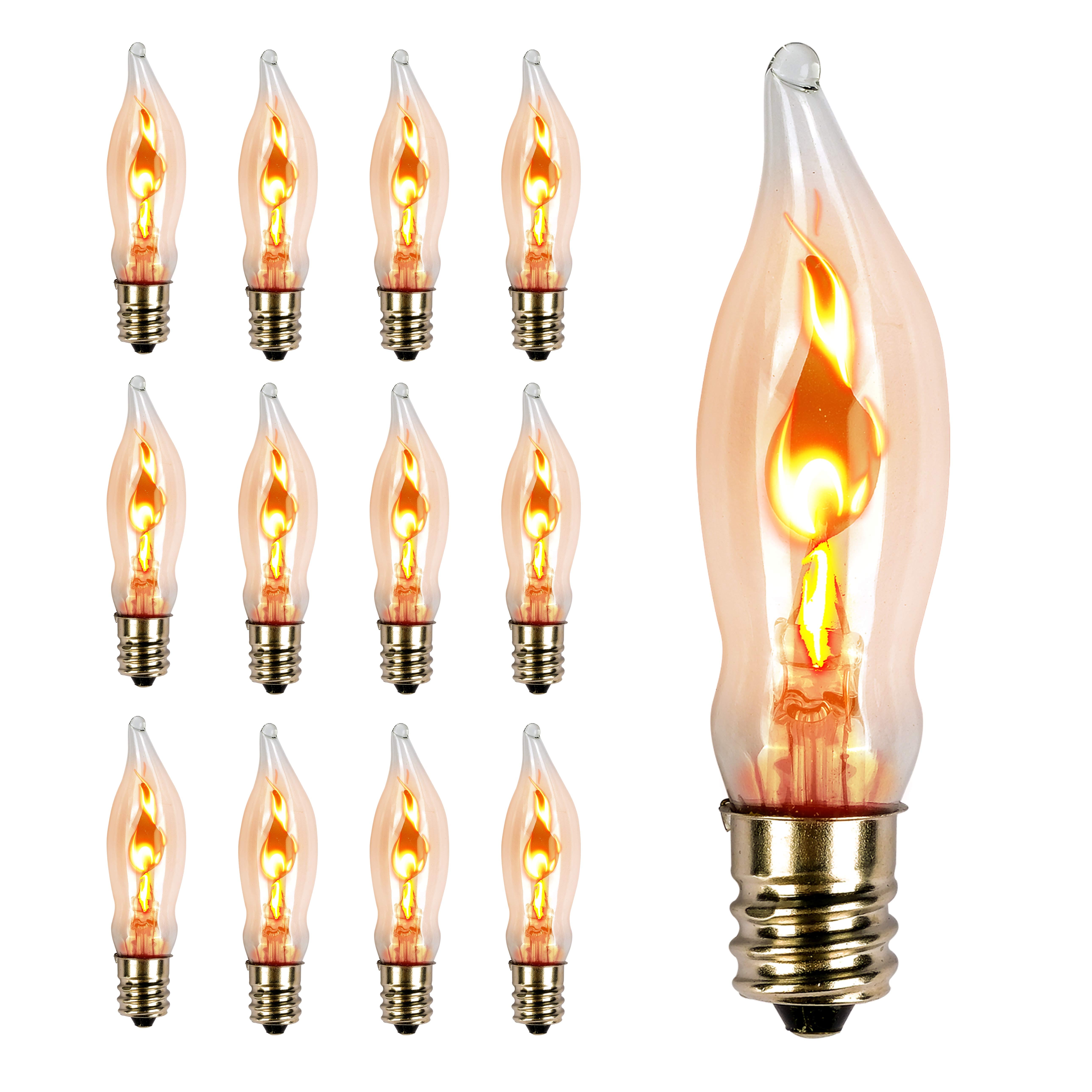 OHLGT Flicker Flame Light Bulb 3W 120V E12 Candle Indoor Outdoor Decor ...