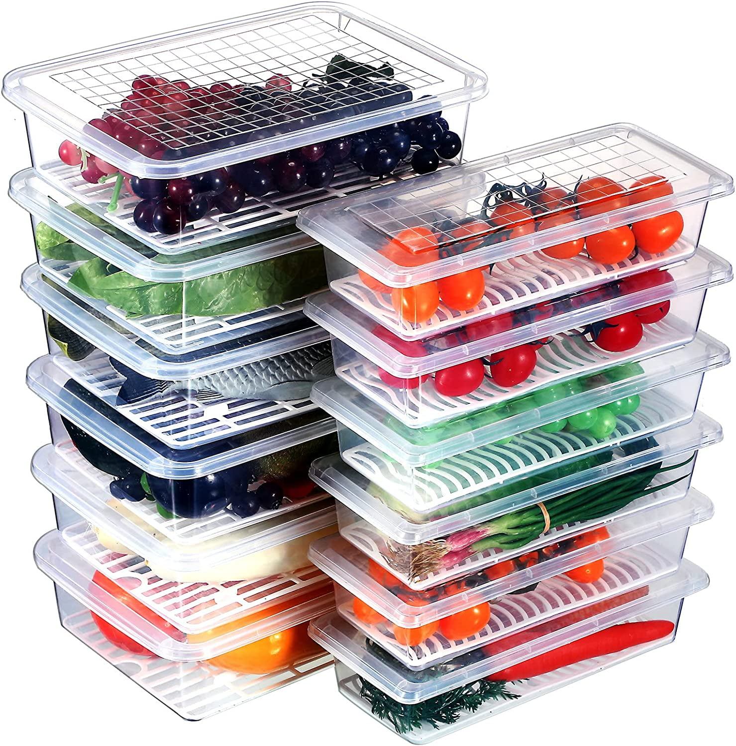 12 Packs Food Storage Containers for Fridge Plastic Refrigerator ...