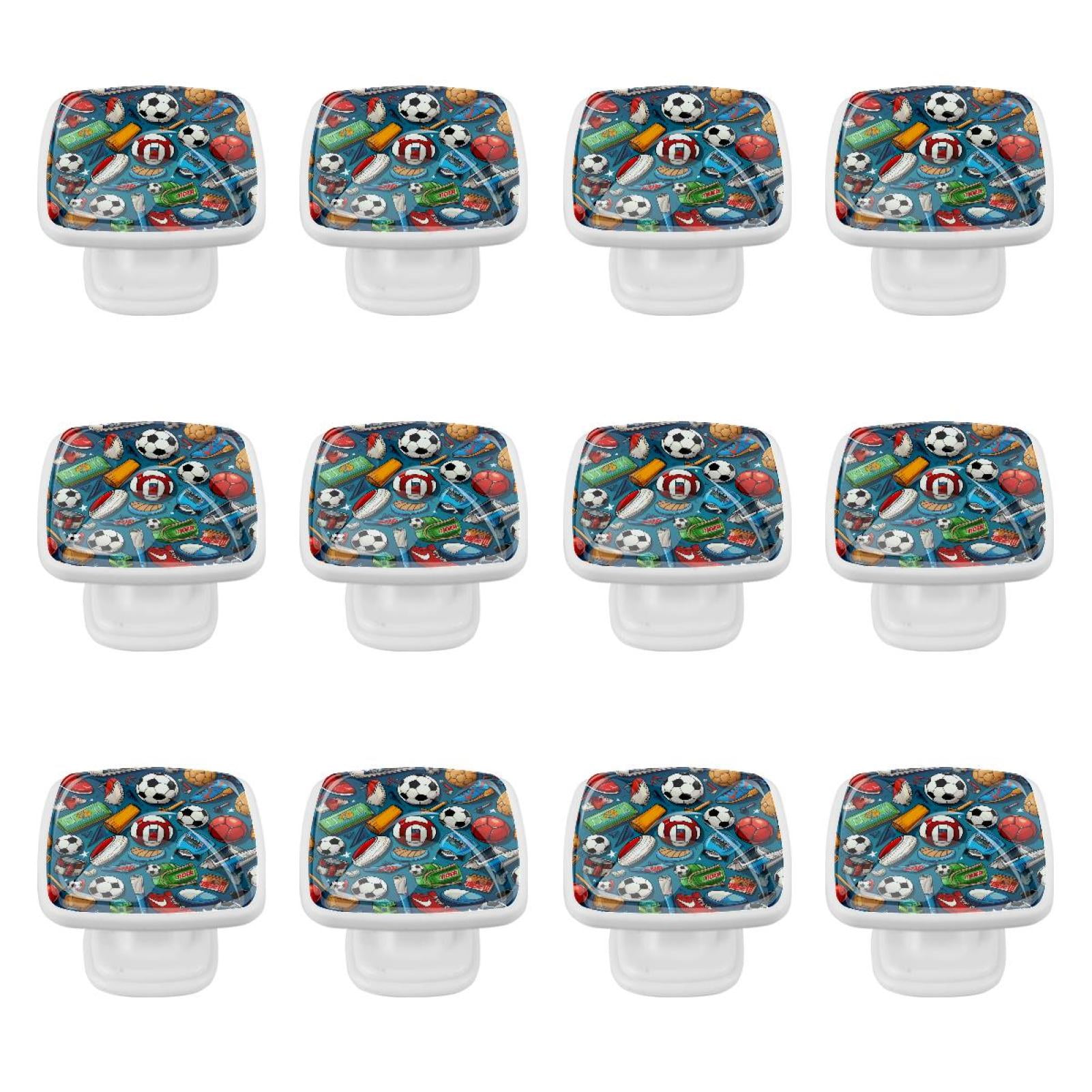 12 Packs Football Soccer Cabinet Knobs- Pull Hardware Handle, Square ...