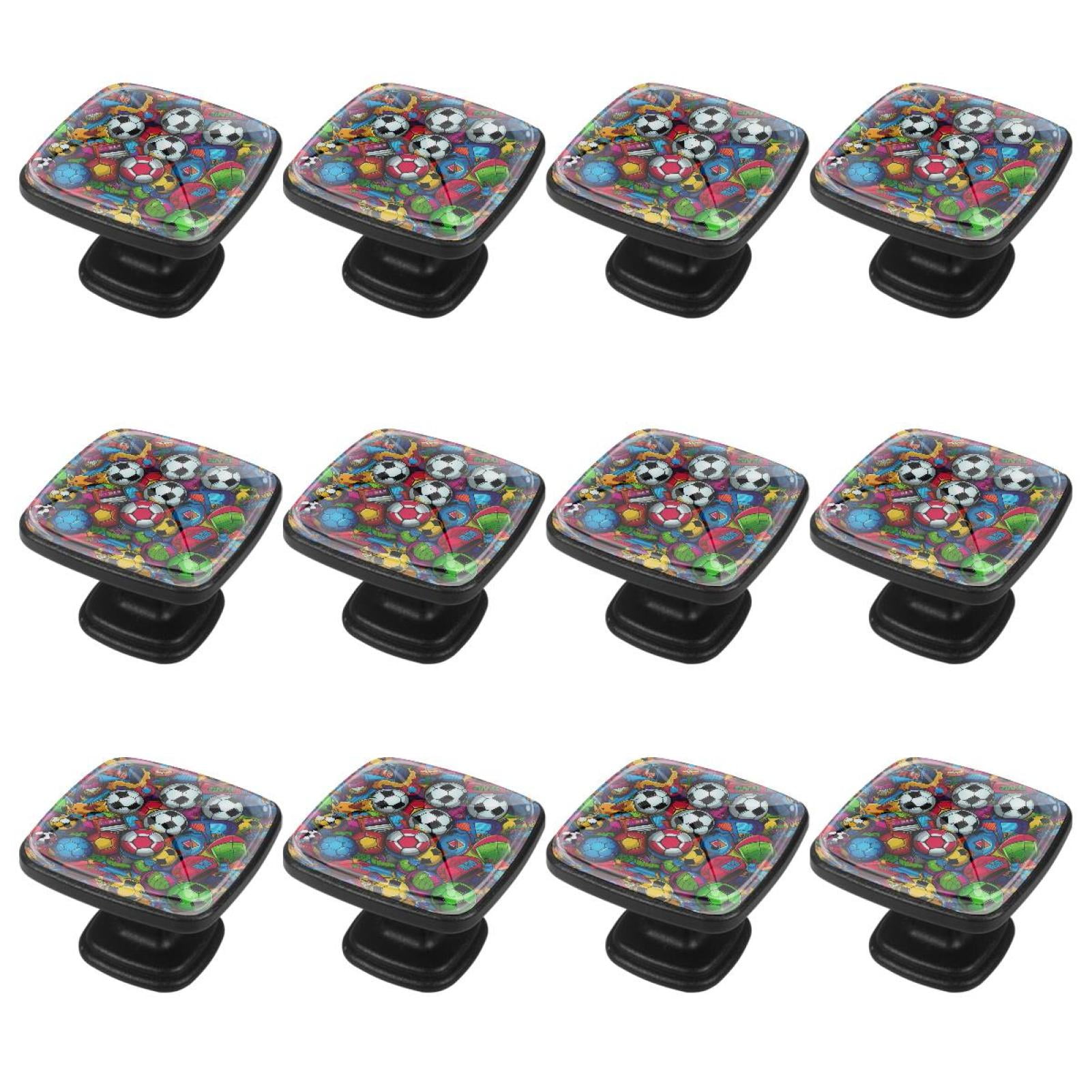 12 Packs Football Soccer Cabinet Knobs- Pull Hardware Handle, Square ...