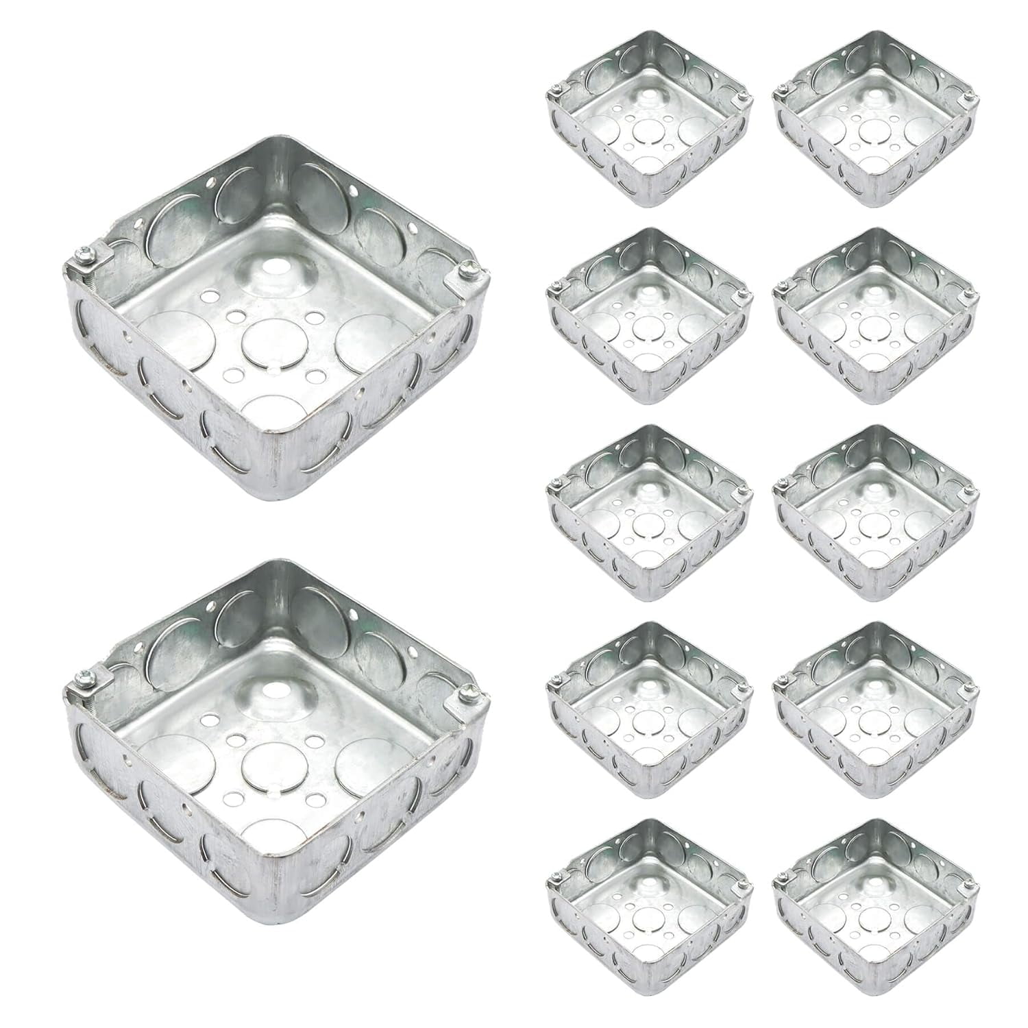 12 Packs Galvanized 4" Square Drawn Electrical Box, 1-1/2" Deep ...