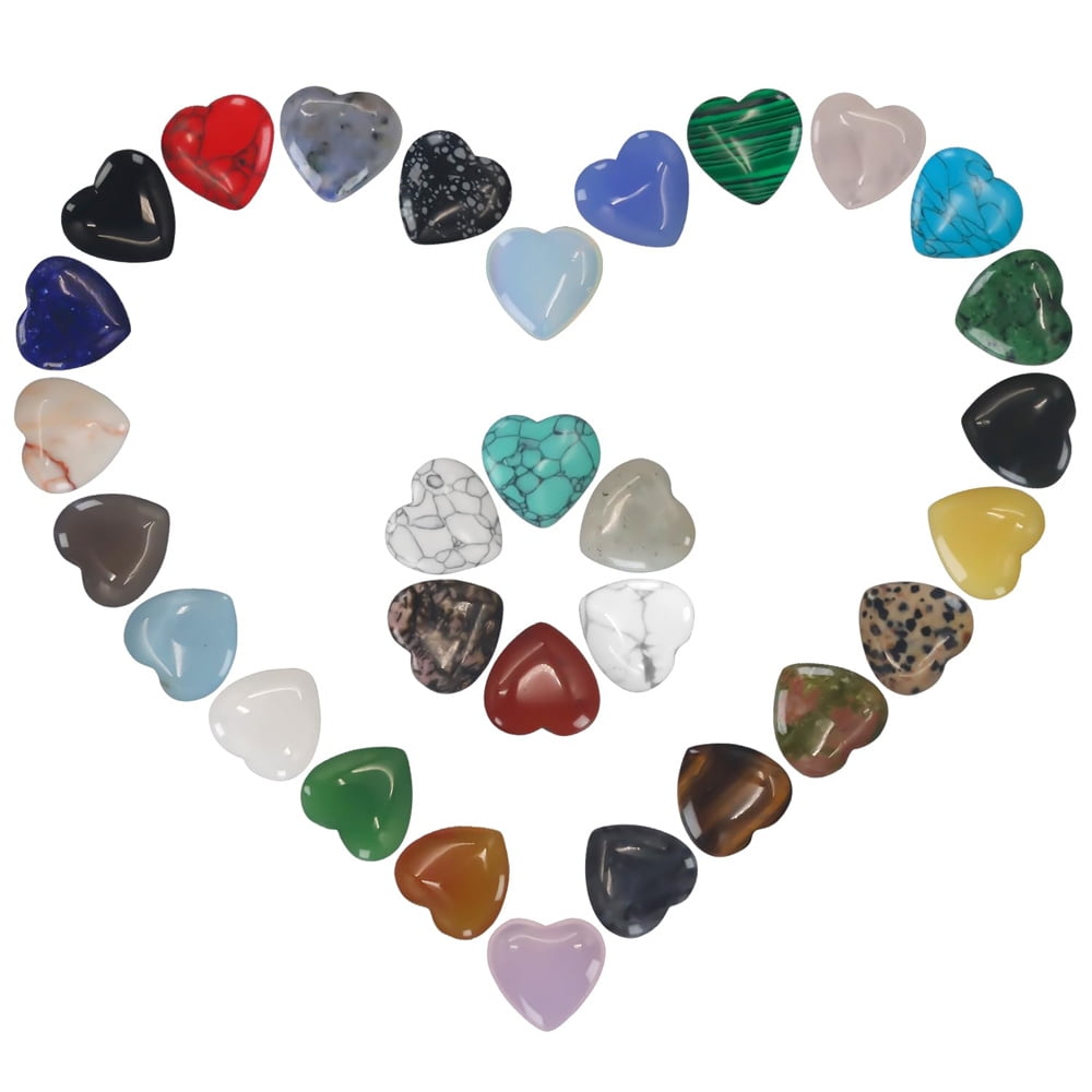 12 Packs Healing Crystals Natural Heart Crystals Love Shaped Pocket ...