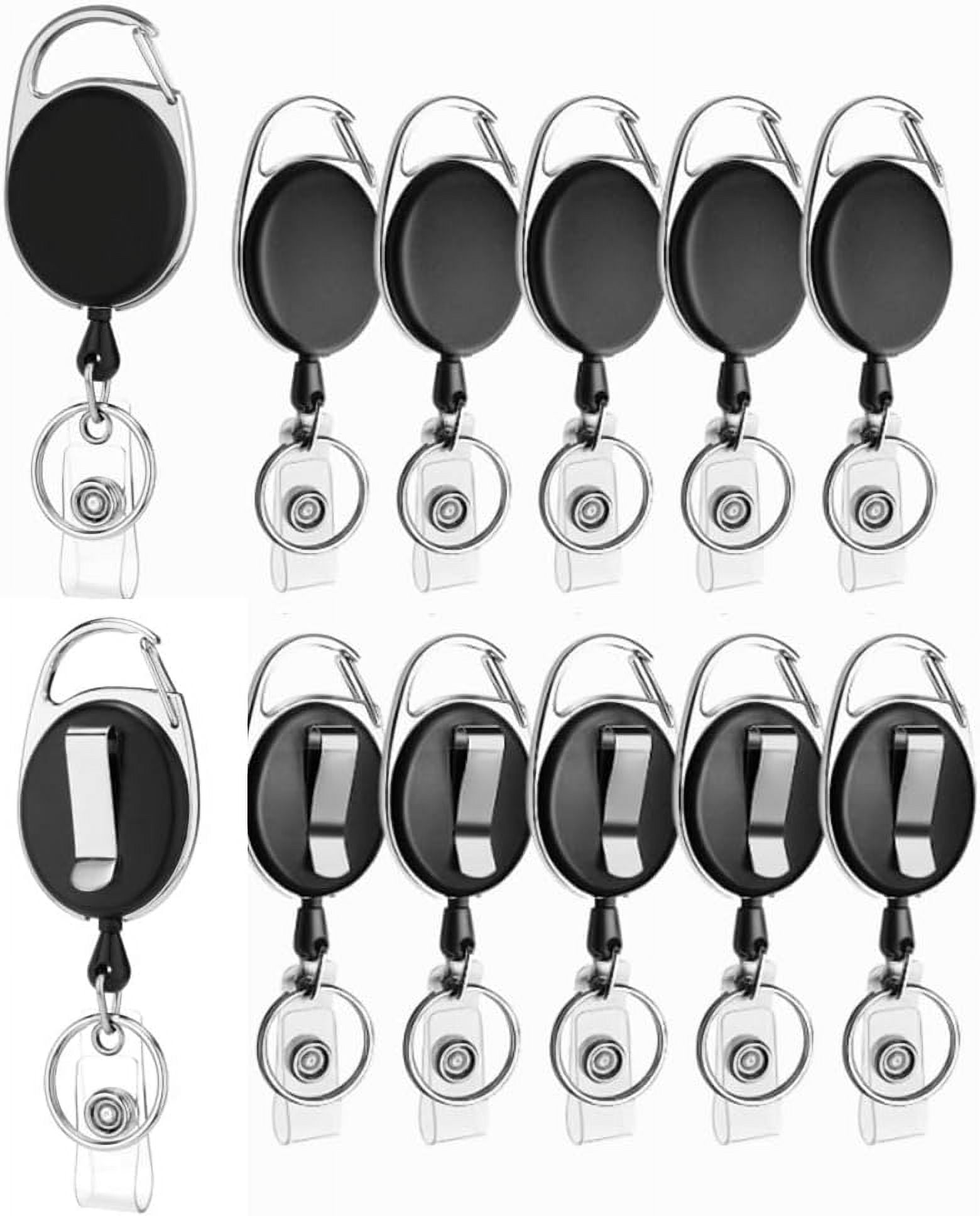12 Packs Heave Duty Badge Reels Retractable with Carabiner Belt Clip ...