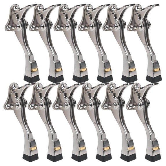 12 Packs Heavy Duty Kickdown Door Stopper One Touch Adjustable Stop For ...