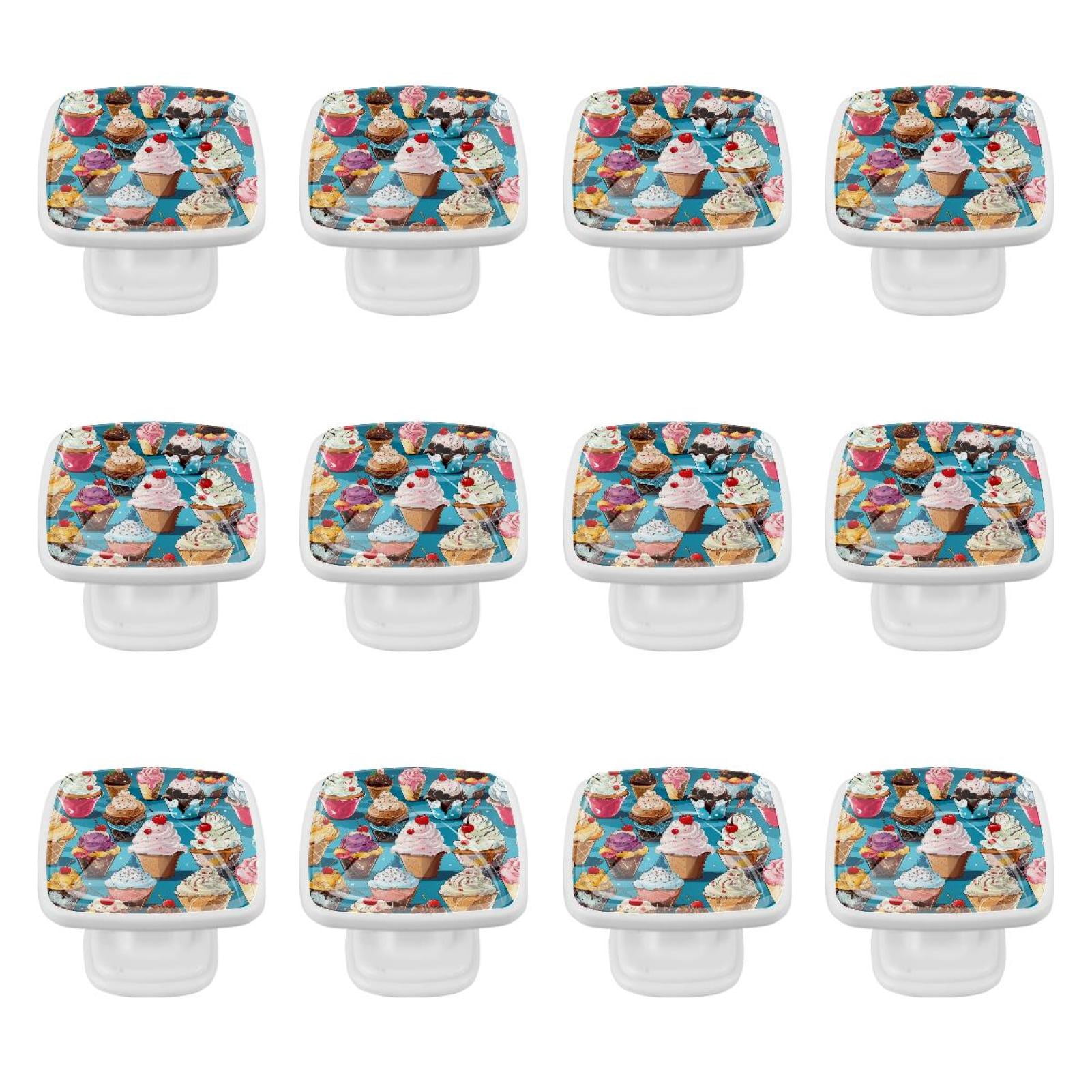 12 Packs Ice Cream Cabinet Knobs- Pull Hardware Handle, Square Drawer ...